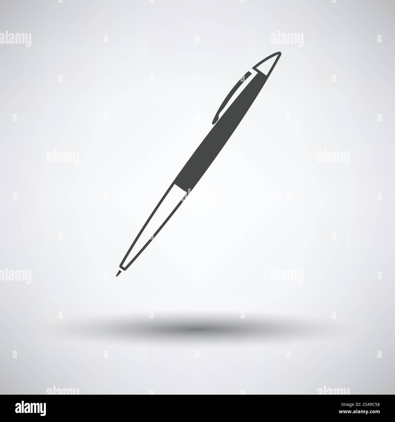 Pen icon on gray background, round shadow. Vector illustration Stock ...