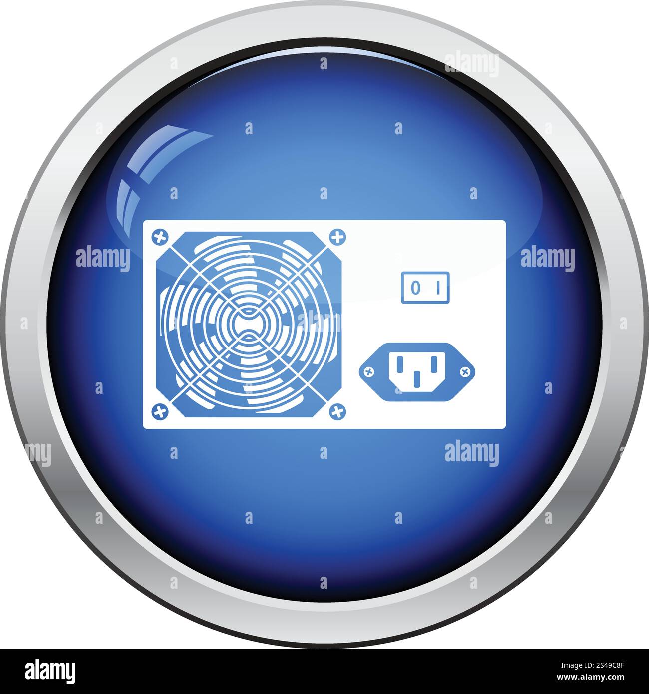 Power unit icon. Glossy button design. Vector illustration Stock Vector ...