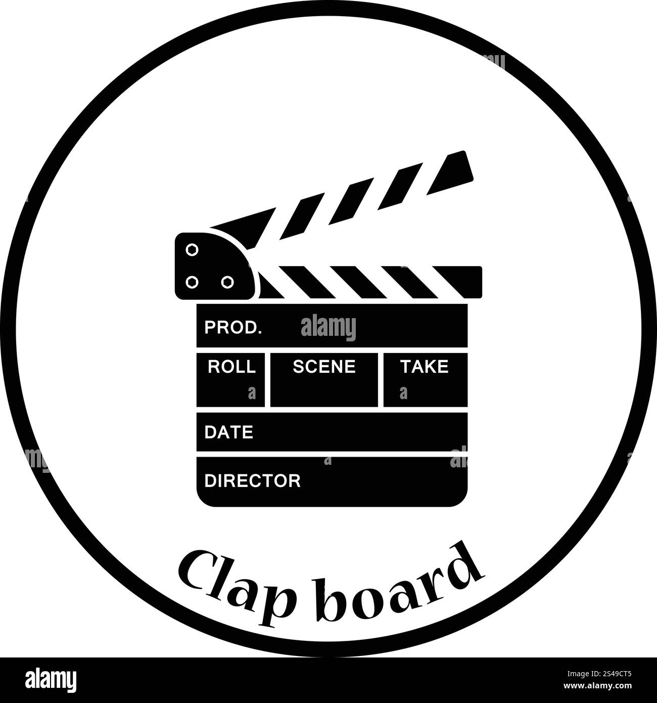 Movie clap board icon. Thin circle design. Vector illustration Stock ...