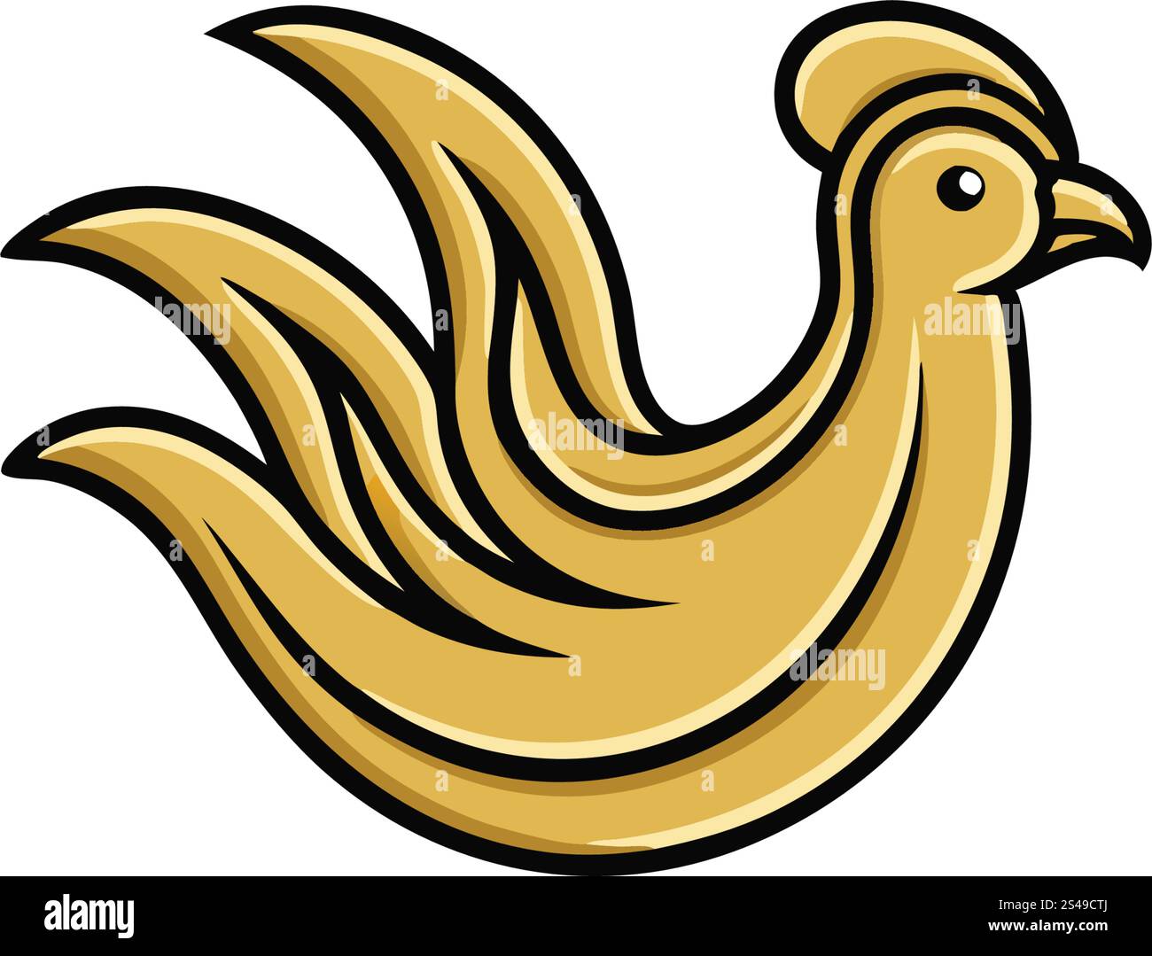 Elegant illustration of a golden Sankofa bird with minimalist and ...