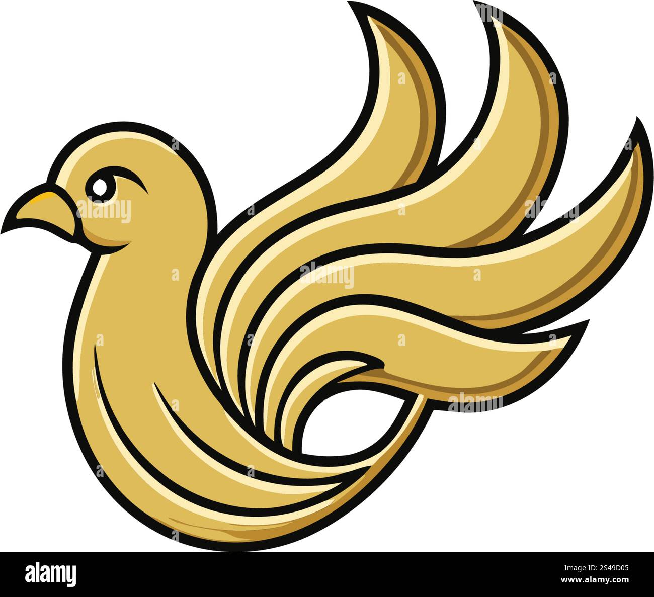 Abstract Sankofa bird in golden tones with graceful flowing style ...