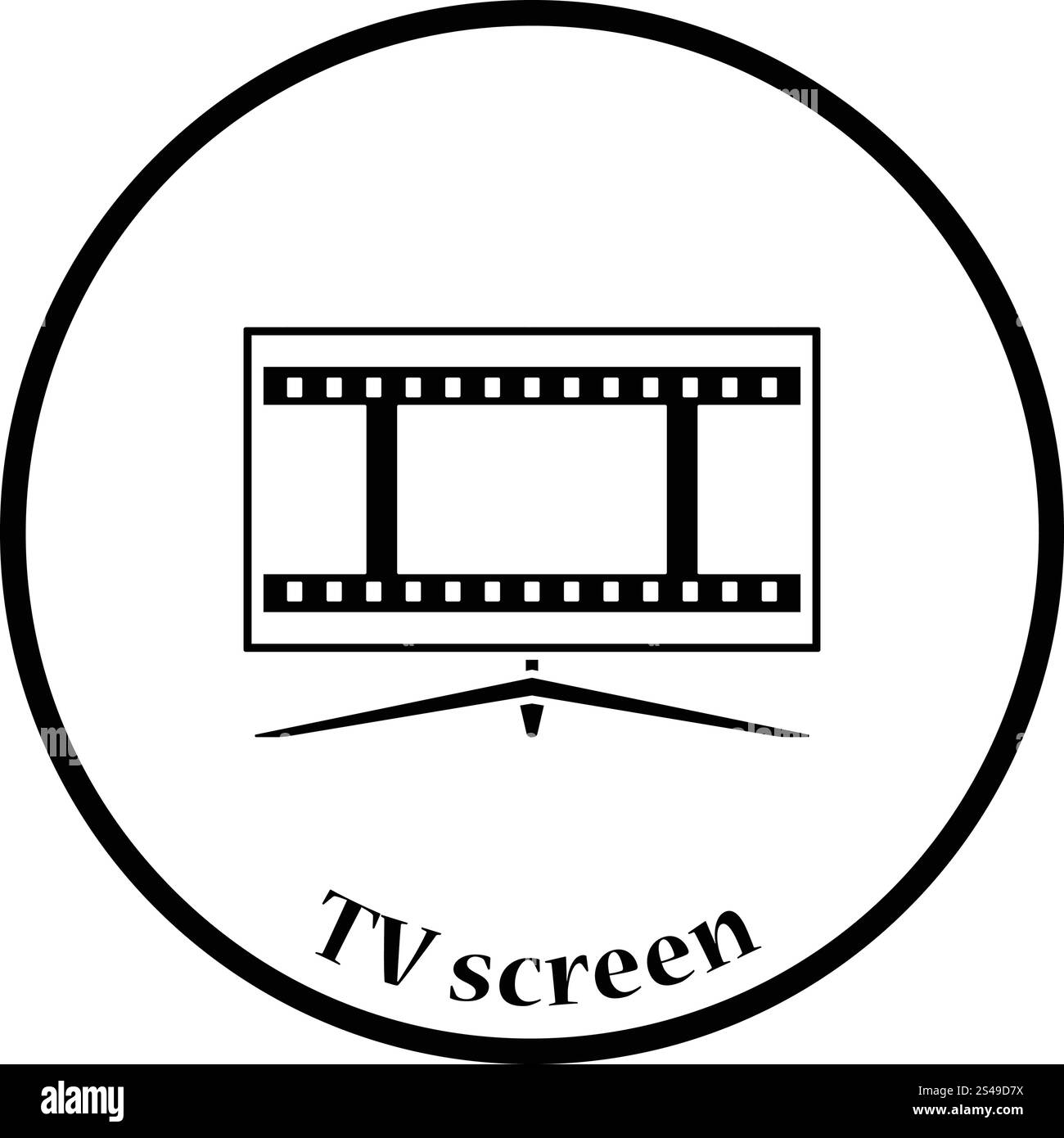 Cinema TV screen icon. Thin circle design. Vector illustration Stock ...