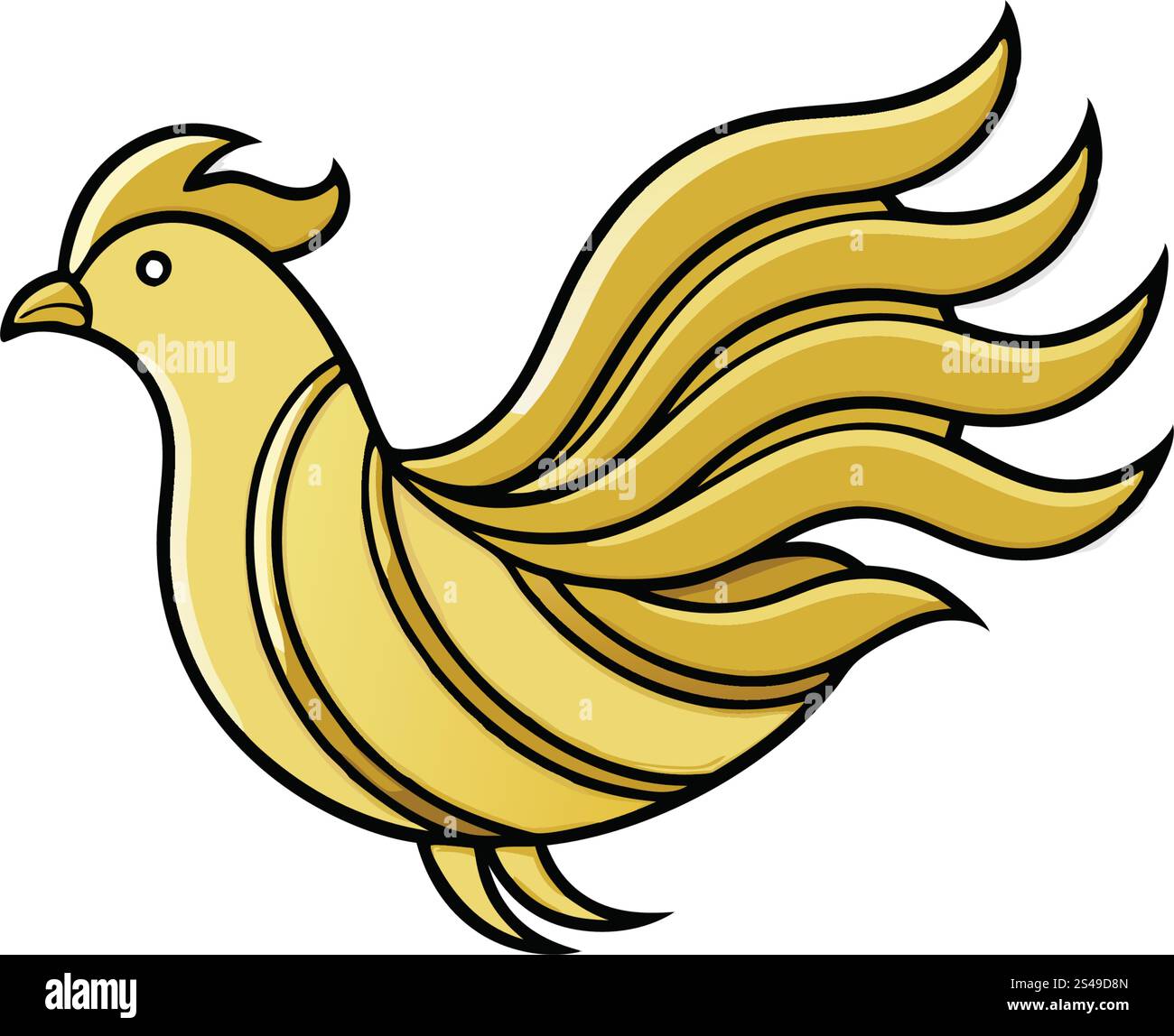 Simple Sankofa bird design with golden flowing details symbolizing ...