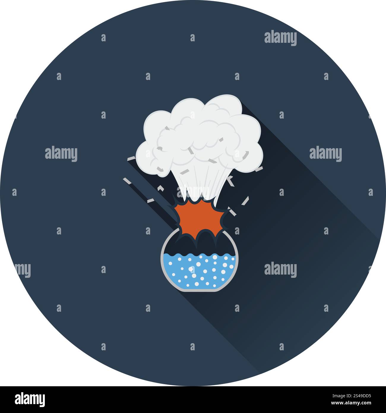 Icon explosion of chemistry flask. Flat color design. Vector ...