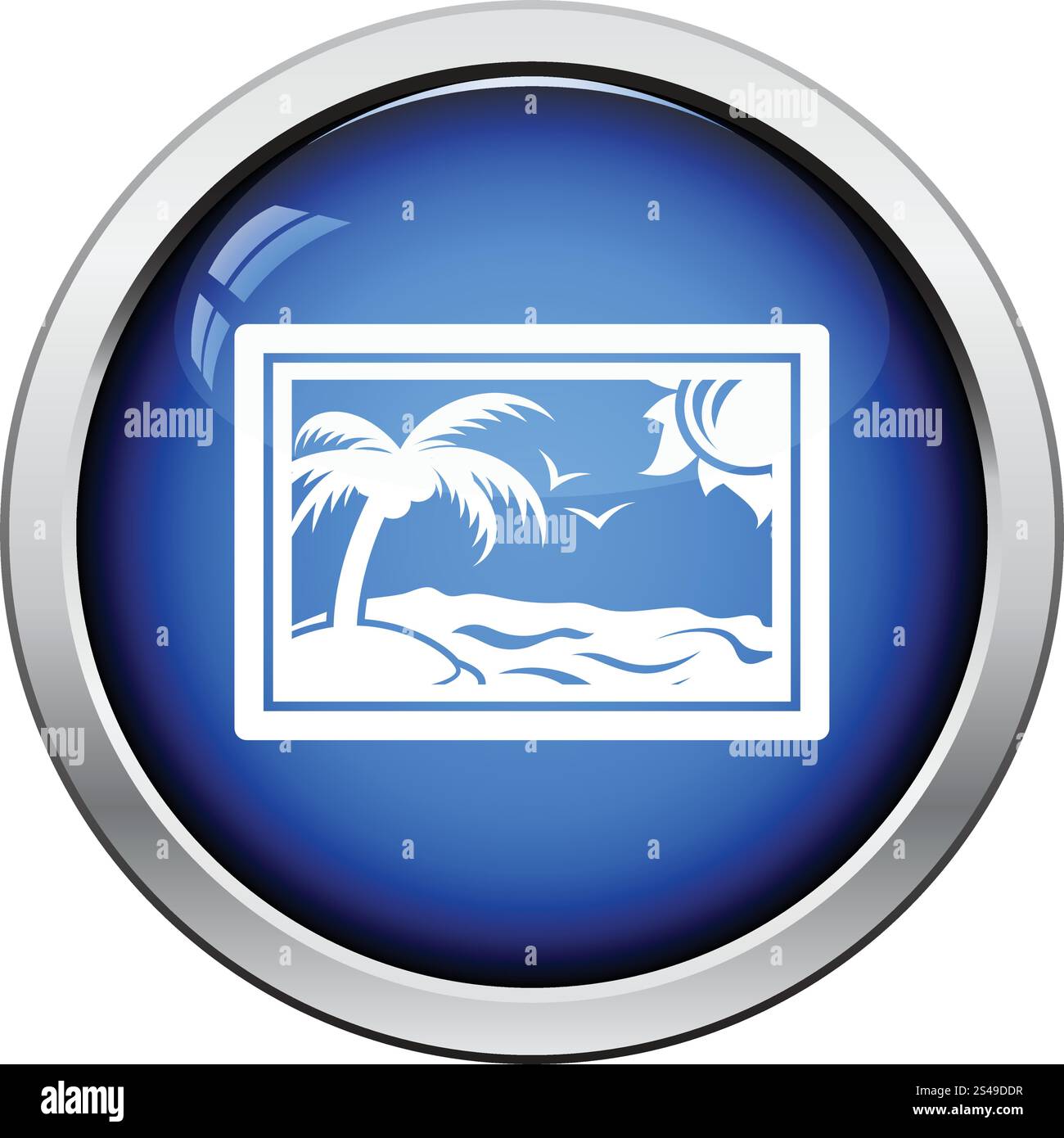 Landscape art icon. Glossy button design. Vector illustration Stock ...