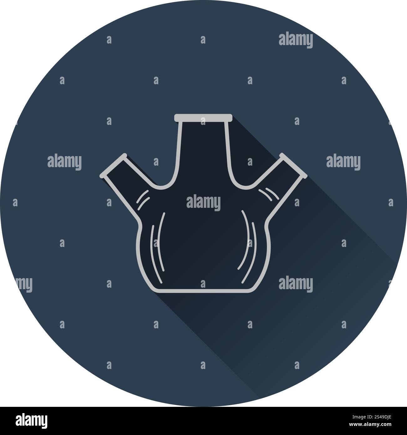 Icon of chemistry round bottom flask with triple throat. Flat color design. Vector illustration ...
