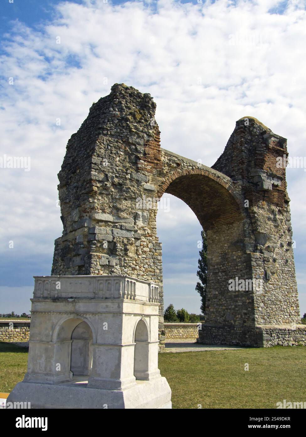 Pagan gate of the ancient Roman settlement of Carnuntum in Austria ...