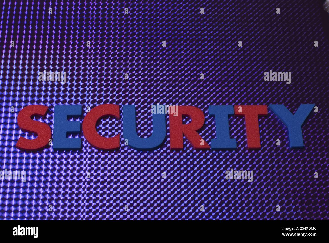 Security word on blue neon background, part of a series of business ...