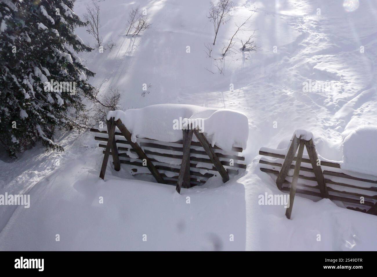 Avalanche barriers to protect against snow avalanches Stock Photo - Alamy