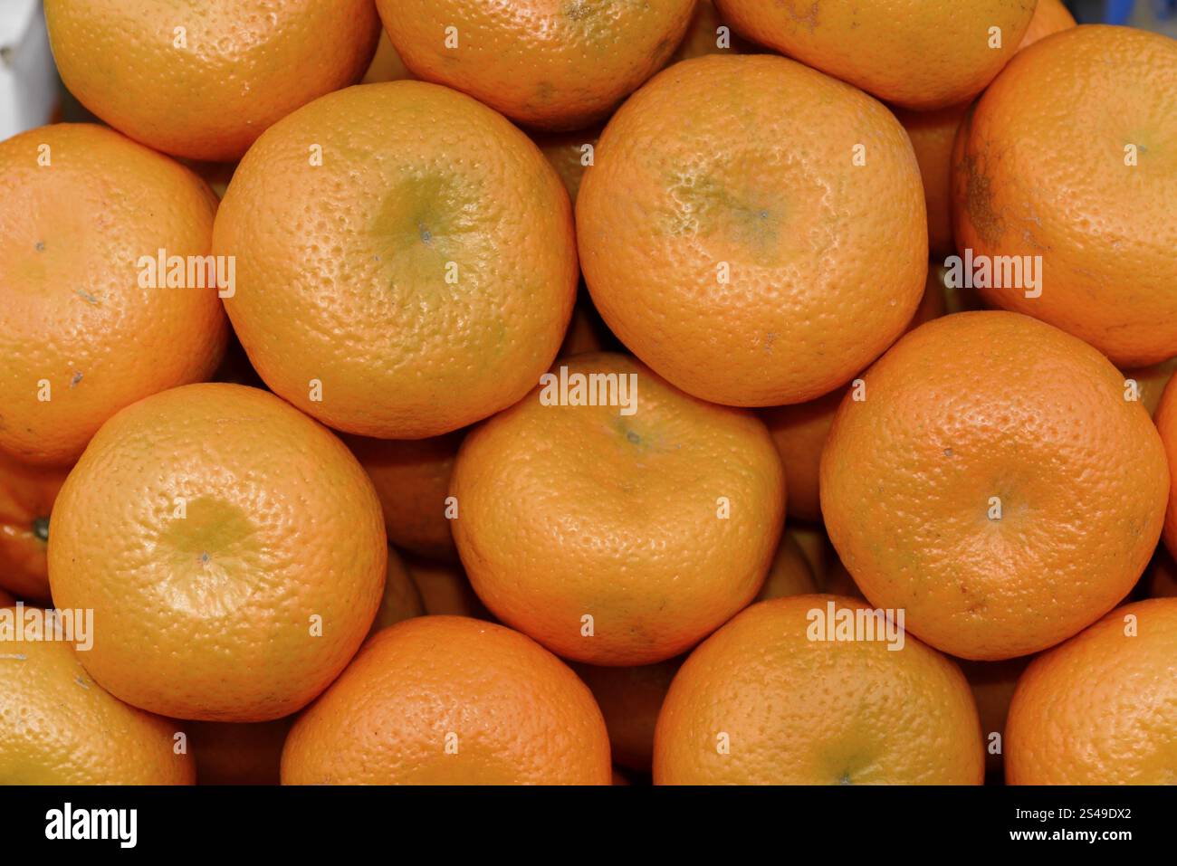Fresh oranges stacked on top of each other, Mahabalipuram, Tamil Nadu ...