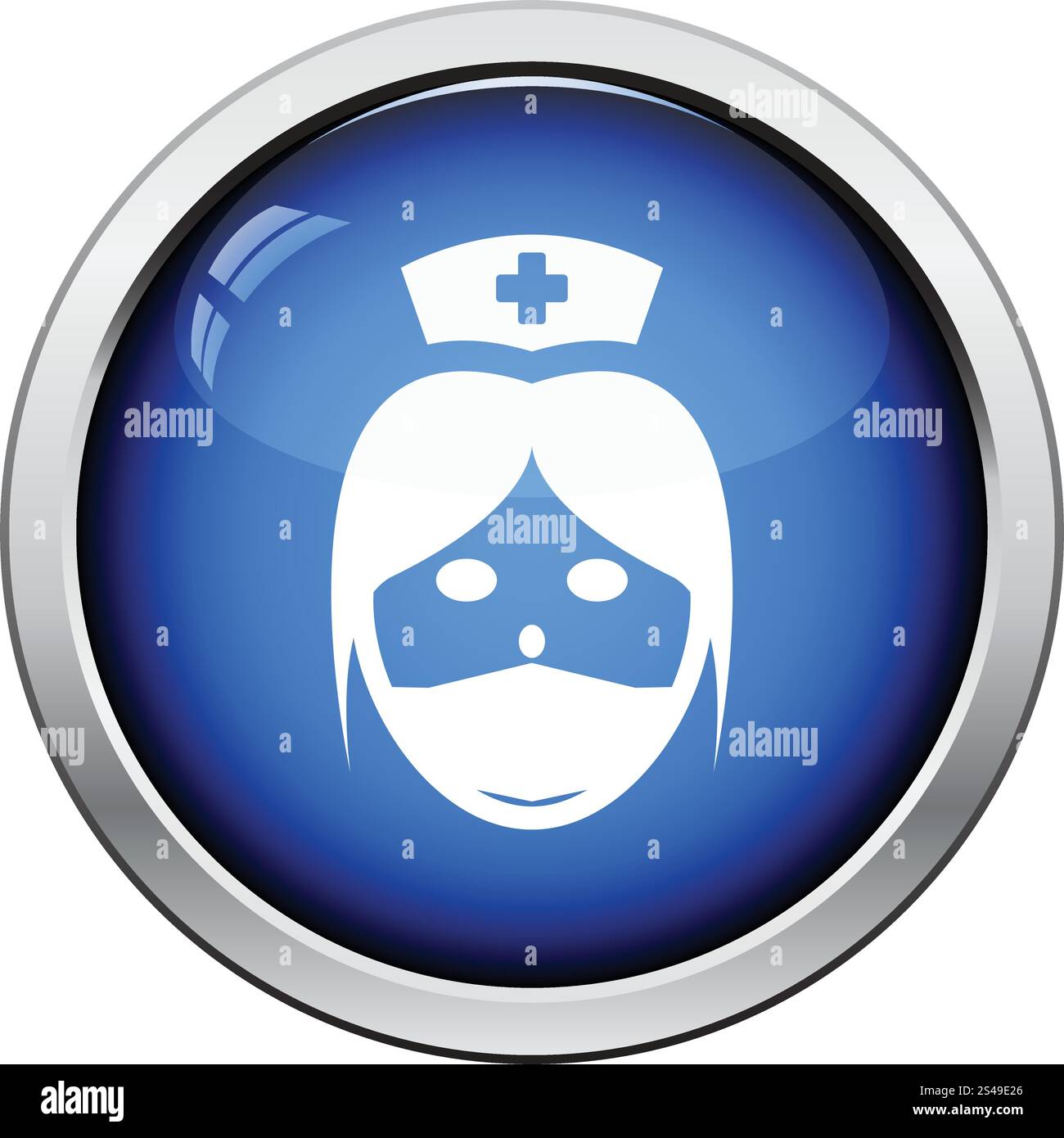 Nurse head icon. Glossy button design. Vector illustration Stock Vector ...