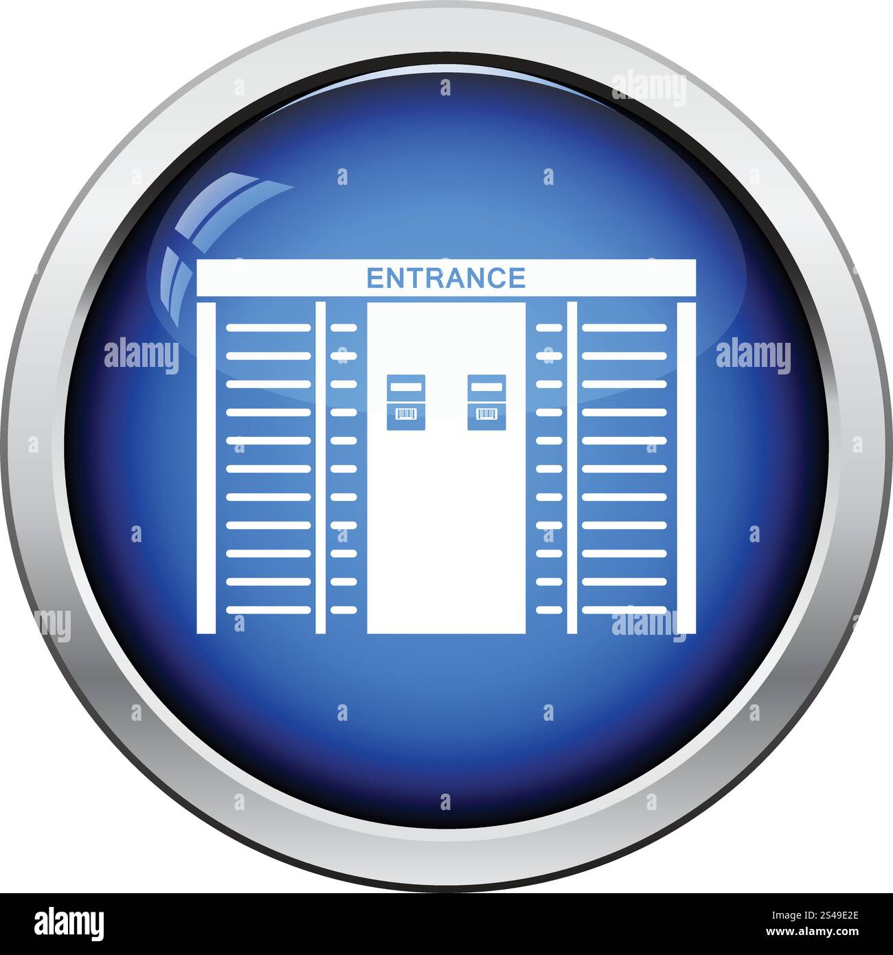 Stadium entrance turnstile icon. Glossy button design. Vector ...