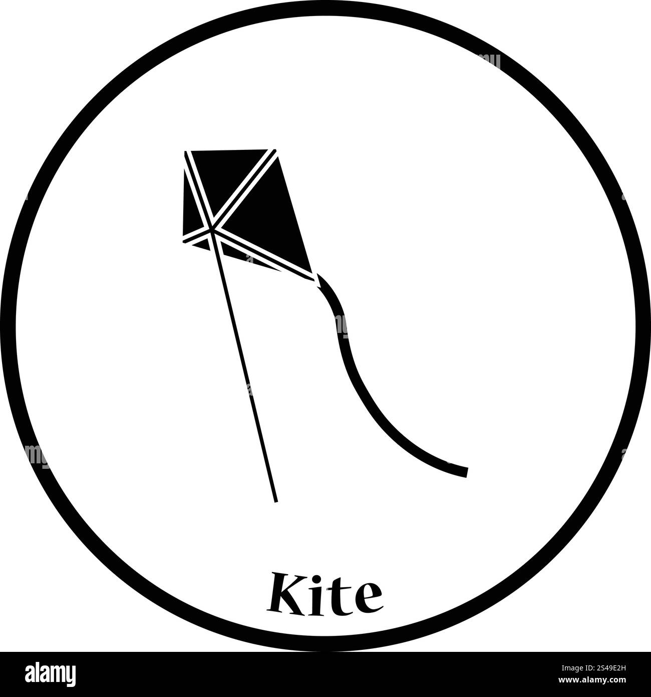 Kite in sky icon. Thin circle design. Vector illustration Stock Vector ...