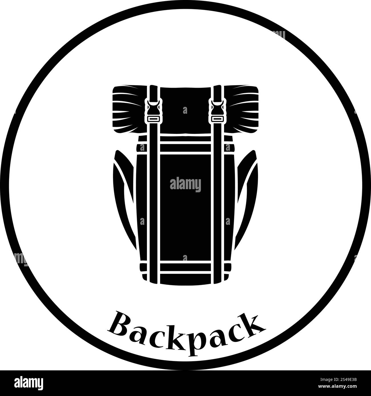 Camping backpack icon. Thin circle design. Vector illustration Stock ...