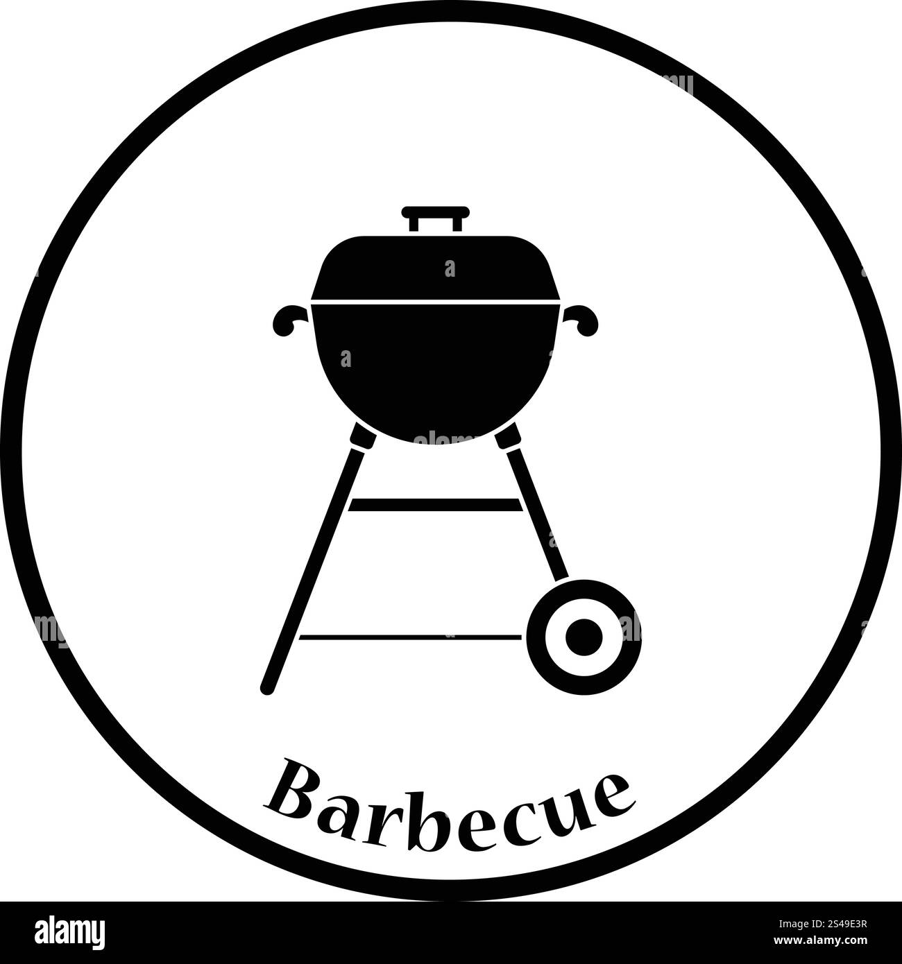 Barbecue icon. Thin circle design. Vector illustration Stock Vector ...