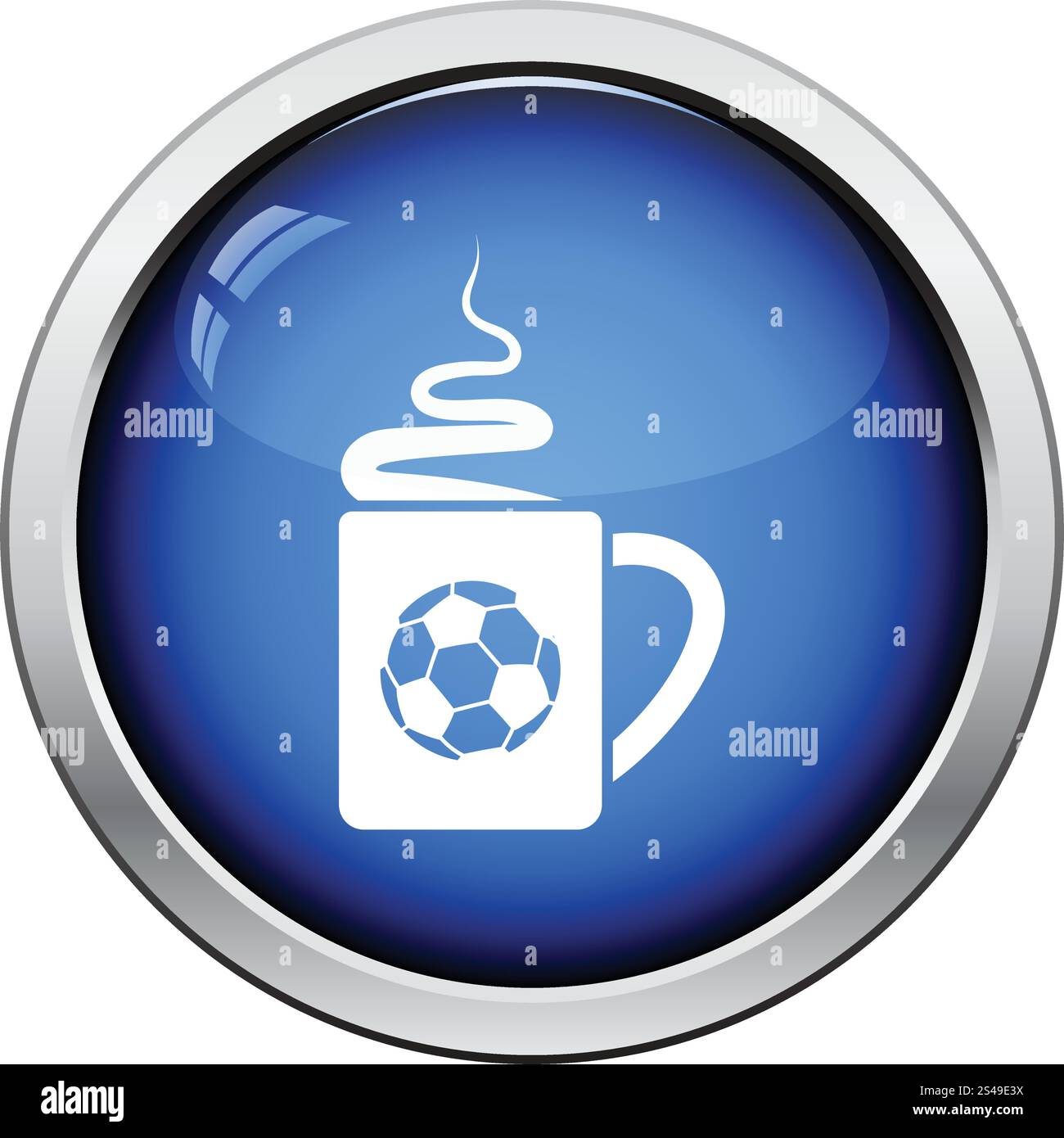Football fans coffee cup with smoke icon. Glossy button design. Vector ...