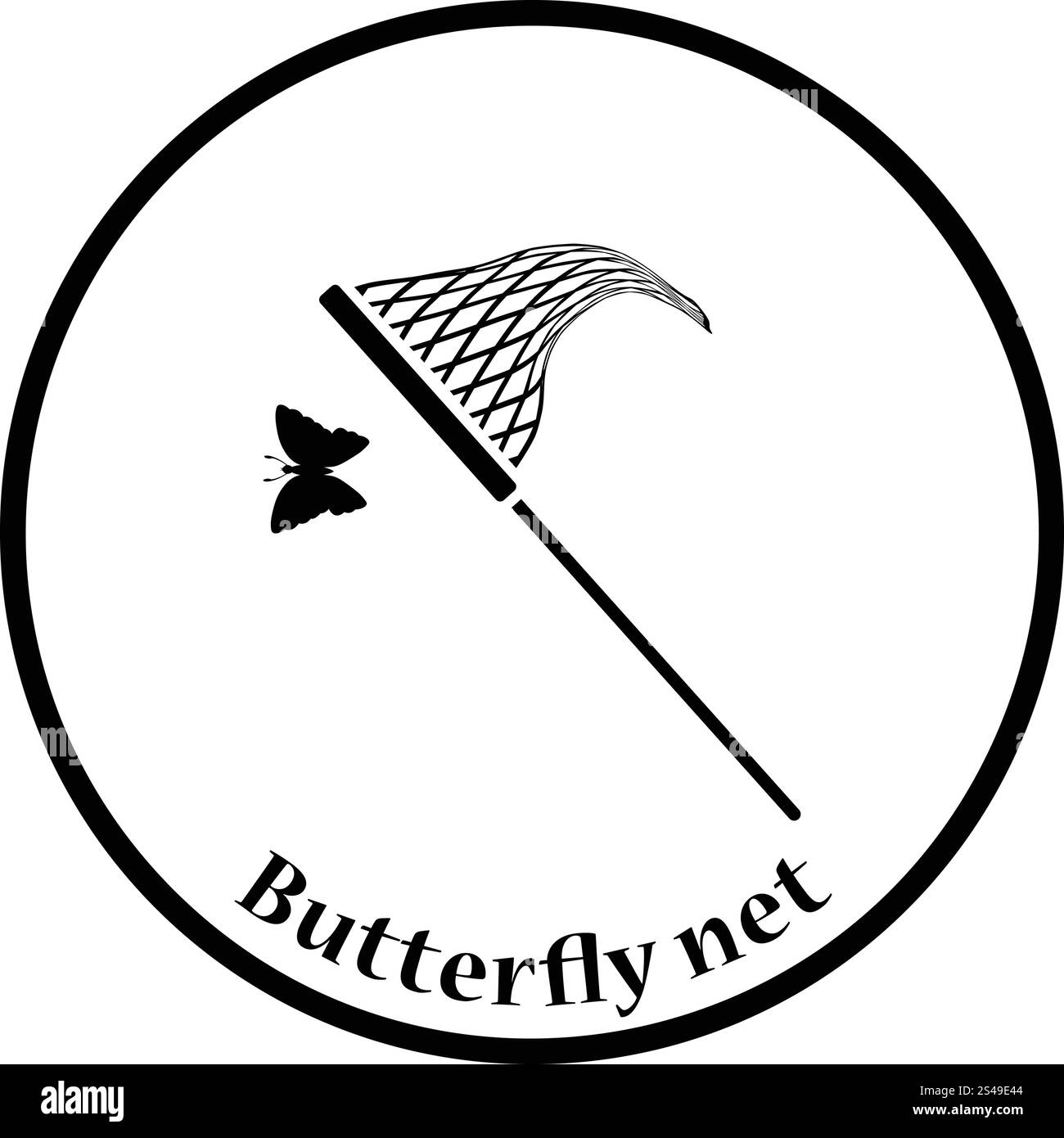 Butterfly net icon. Thin circle design. Vector illustration Stock ...