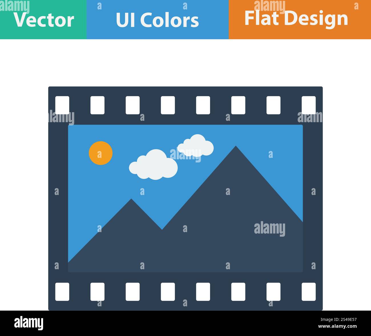 Film frame icon. Flat color design. Vector illustration Stock Vector ...