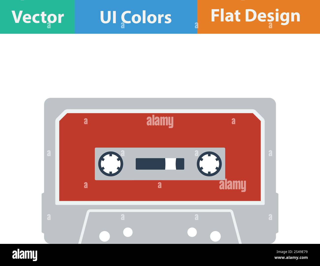 Audio cassette icon. Flat color design. Vector illustration Stock ...