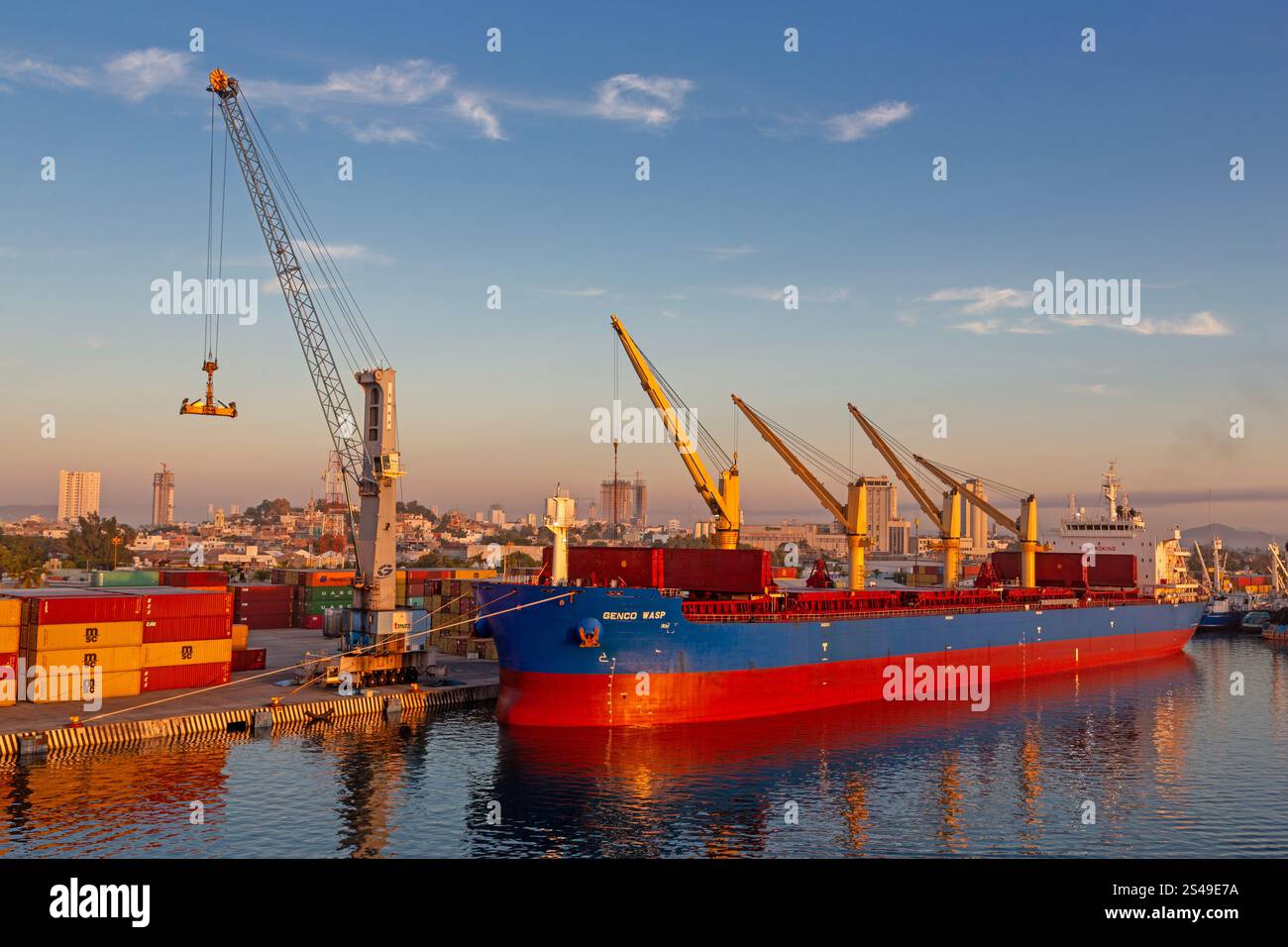 Genco Wasp cargo ship, Port of Mazatlan, Sinaloa, Mexico Stock Photo ...