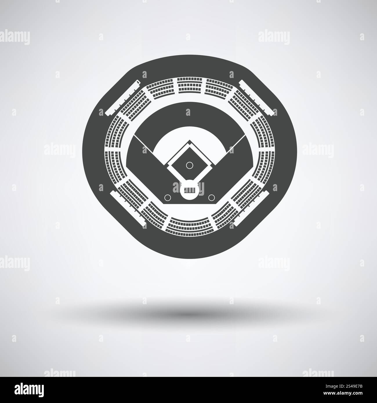 Baseball stadium icon on gray background, round shadow. Vector ...
