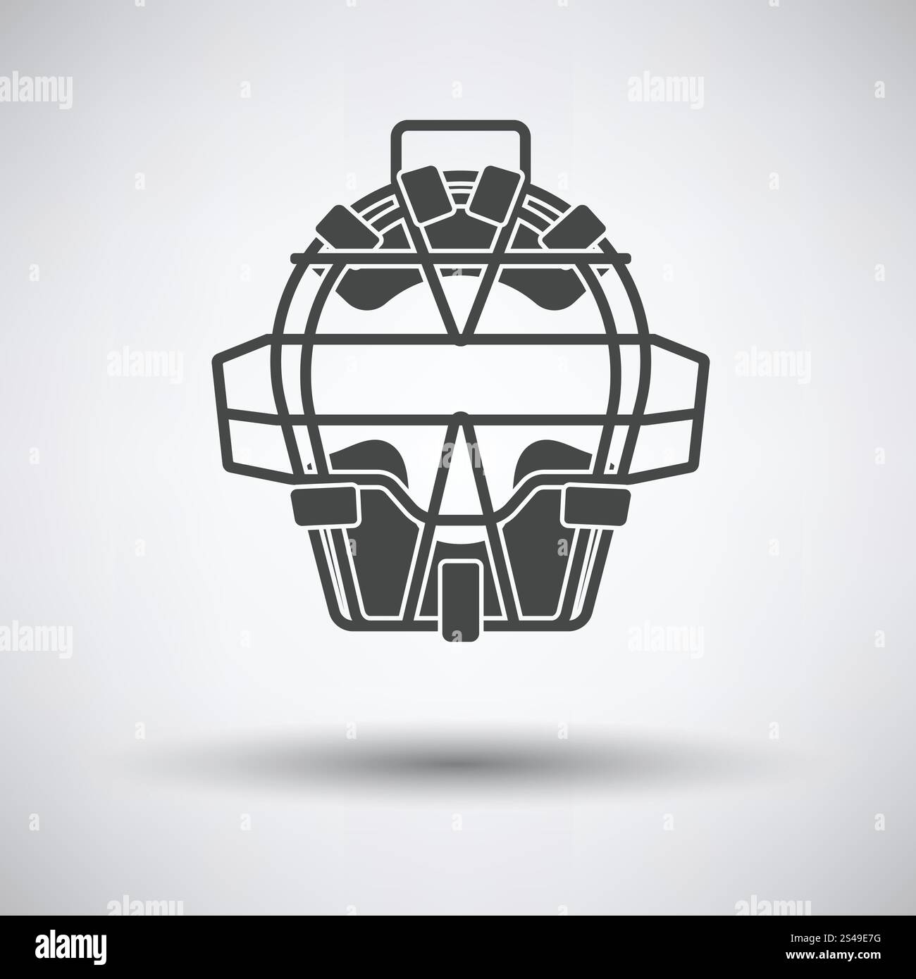 Baseball face protector icon on gray background, round shadow. Vector ...