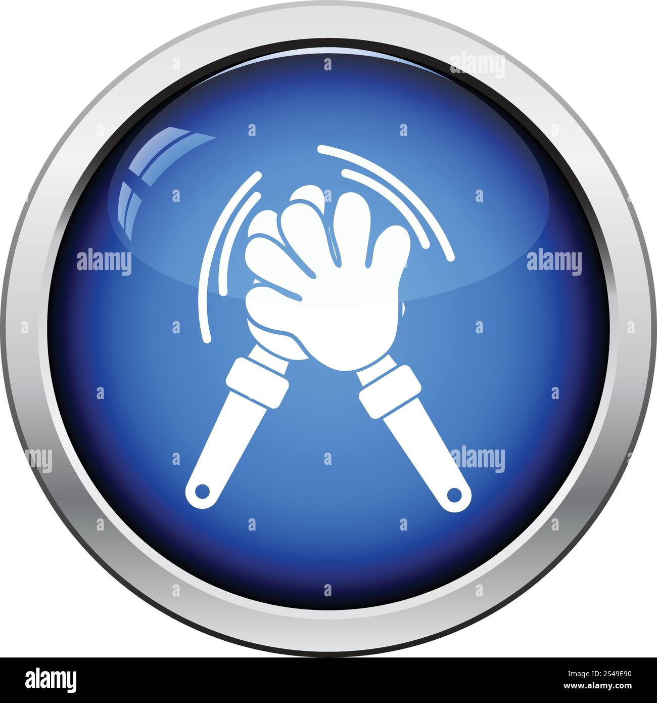 Football fans clap hand toy icon. Glossy button design. Vector ...
