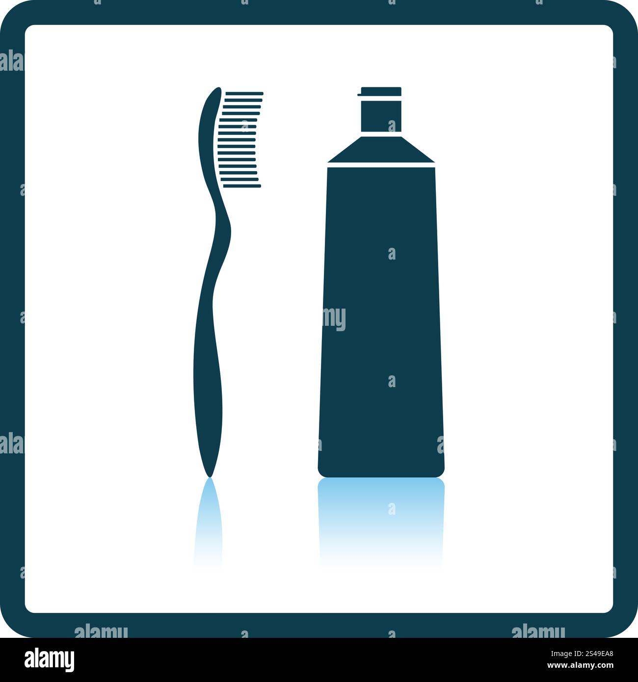 Toothpaste and brush icon. Shadow reflection design. Vector ...
