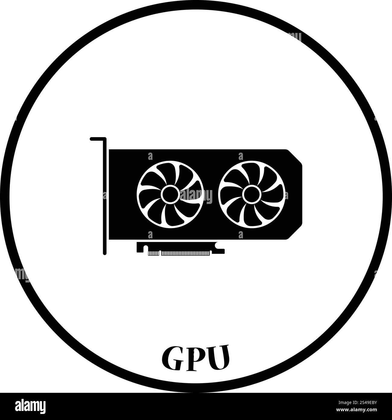 GPU icon. Flat color design. Vector illustration. Thin circle design ...