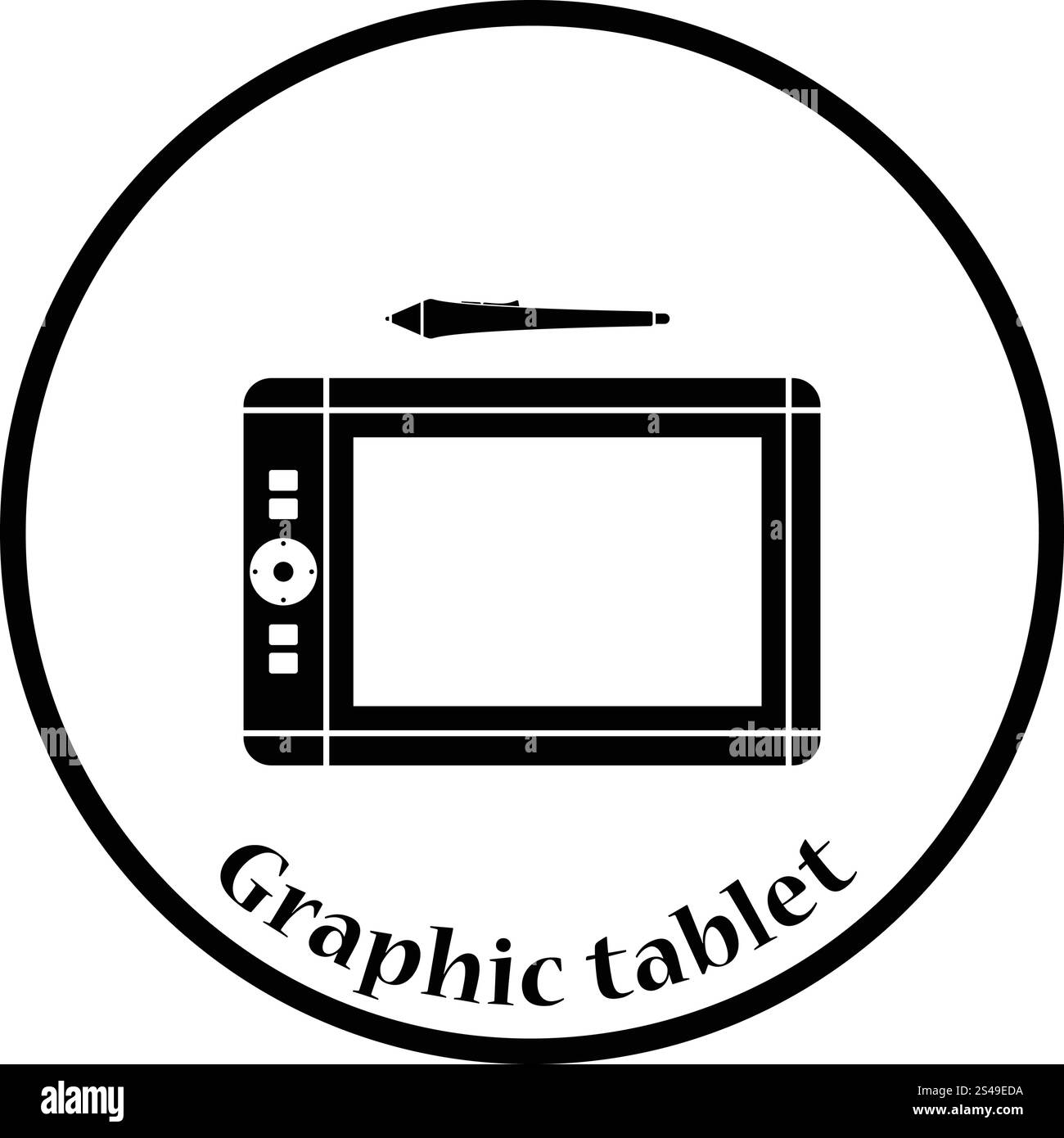 Graphic tablet icon. Flat color design. Vector illustration. Thin ...