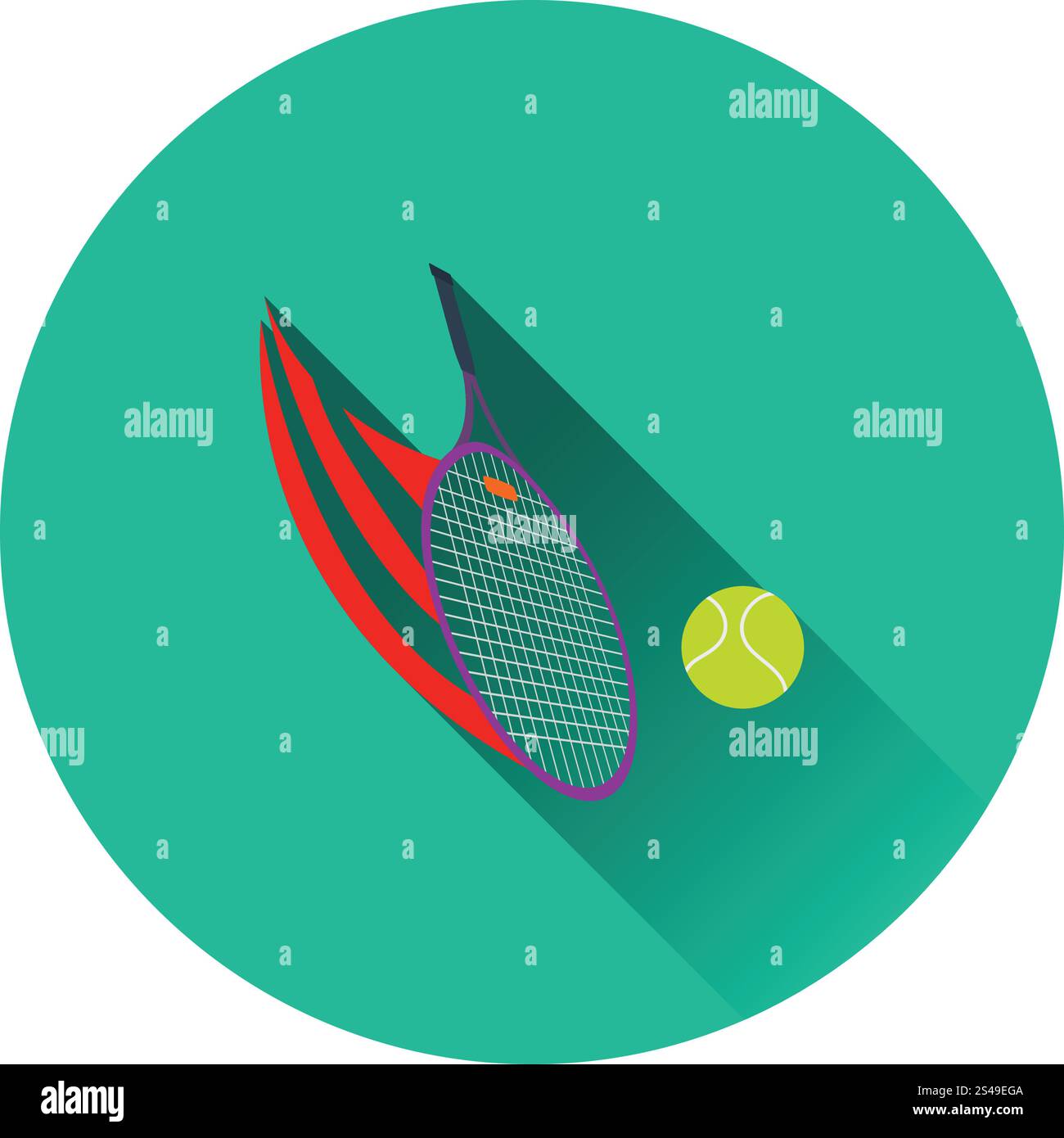 Tennis racket hitting a ball icon. Flat color design. Vector ...