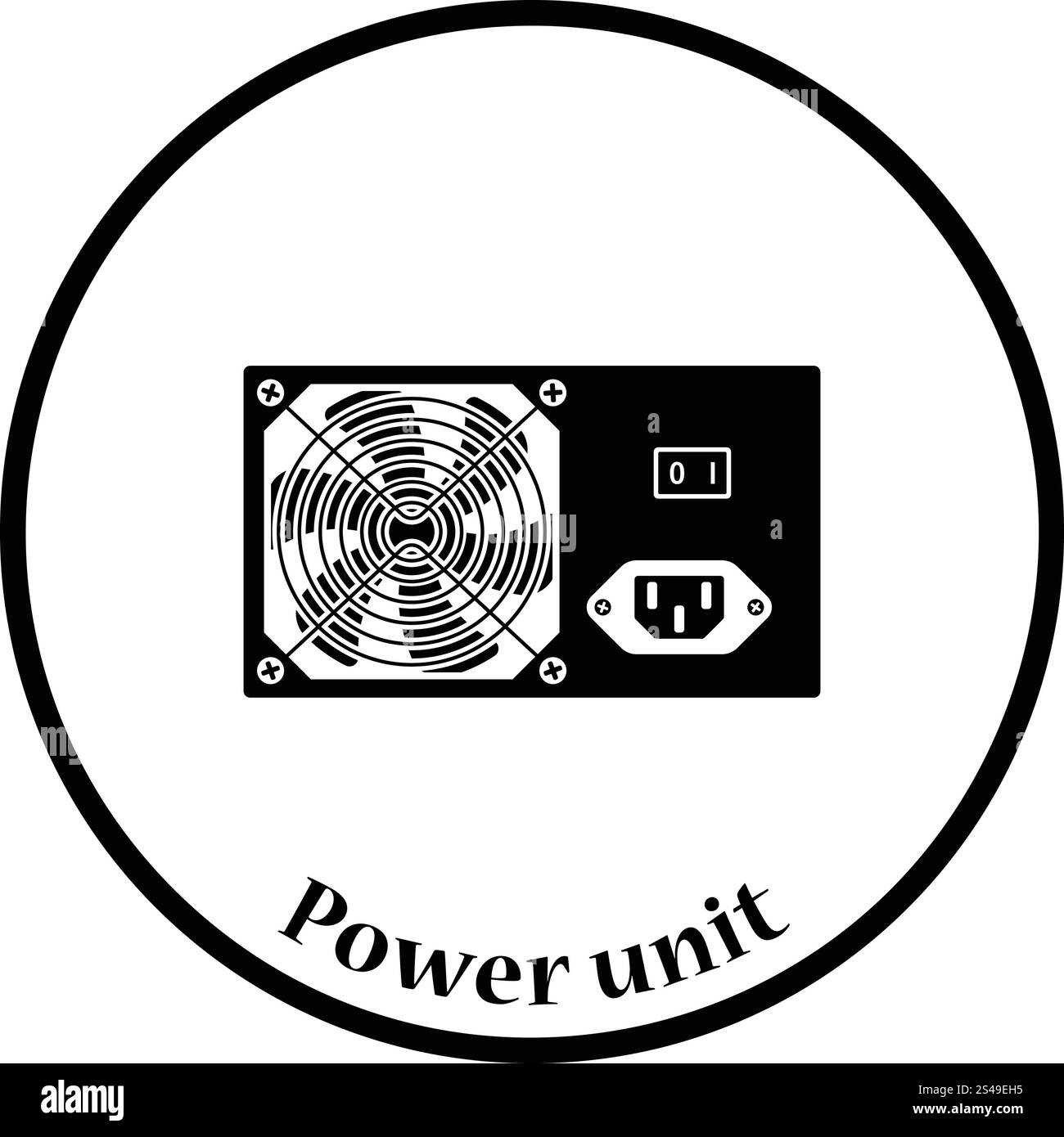 Power unit icon. Flat color design. Vector illustration. Thin circle ...