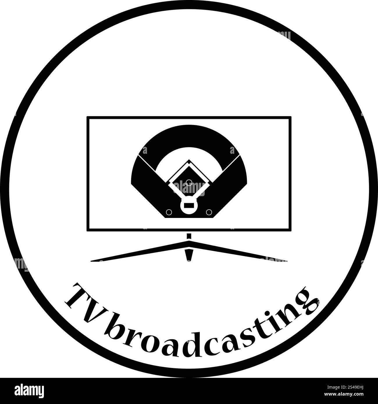 Baseball tv translation icon. Thin circle design. Vector illustration ...
