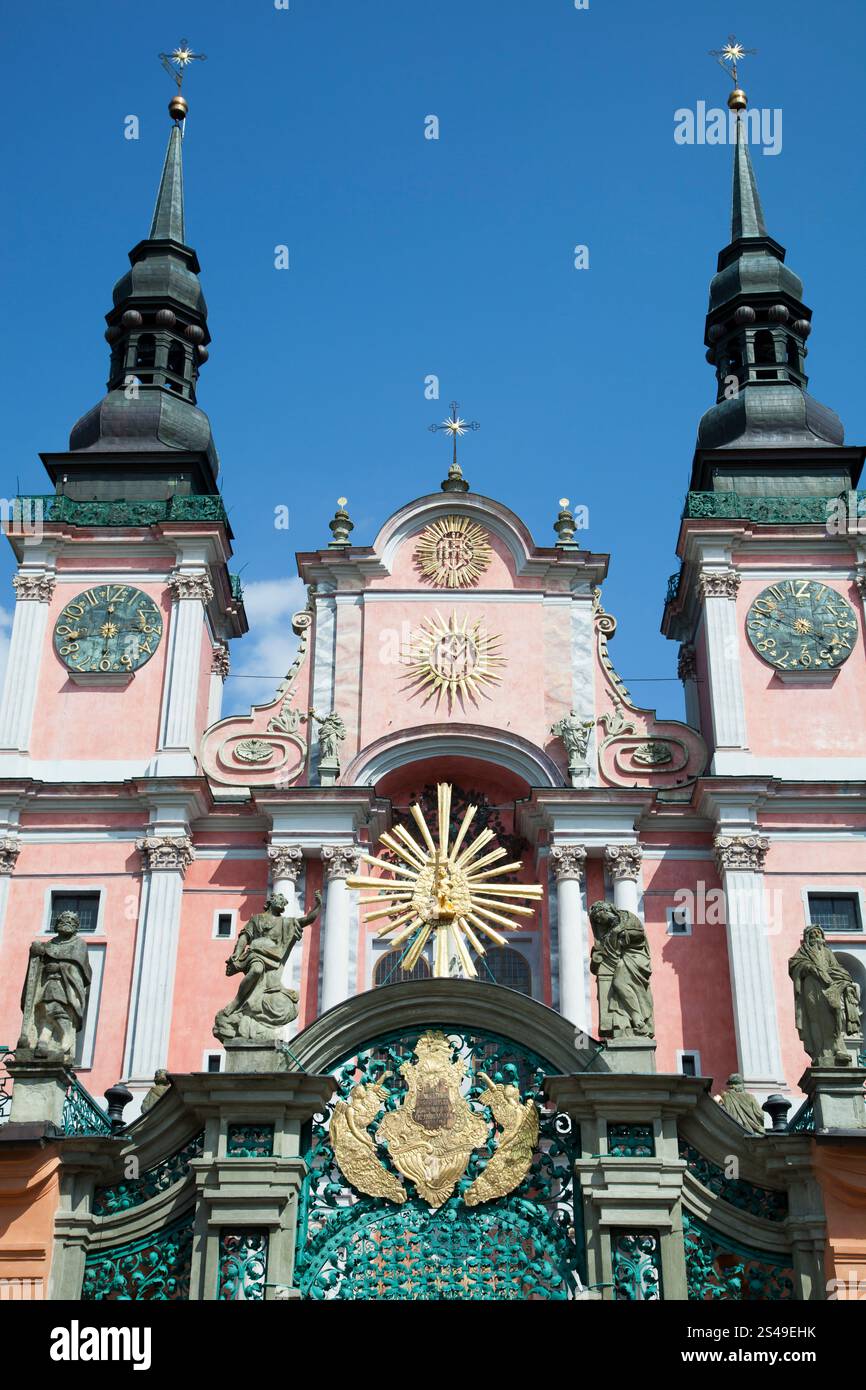 The morning view of baroque facade of 17th century historic Swieta ...