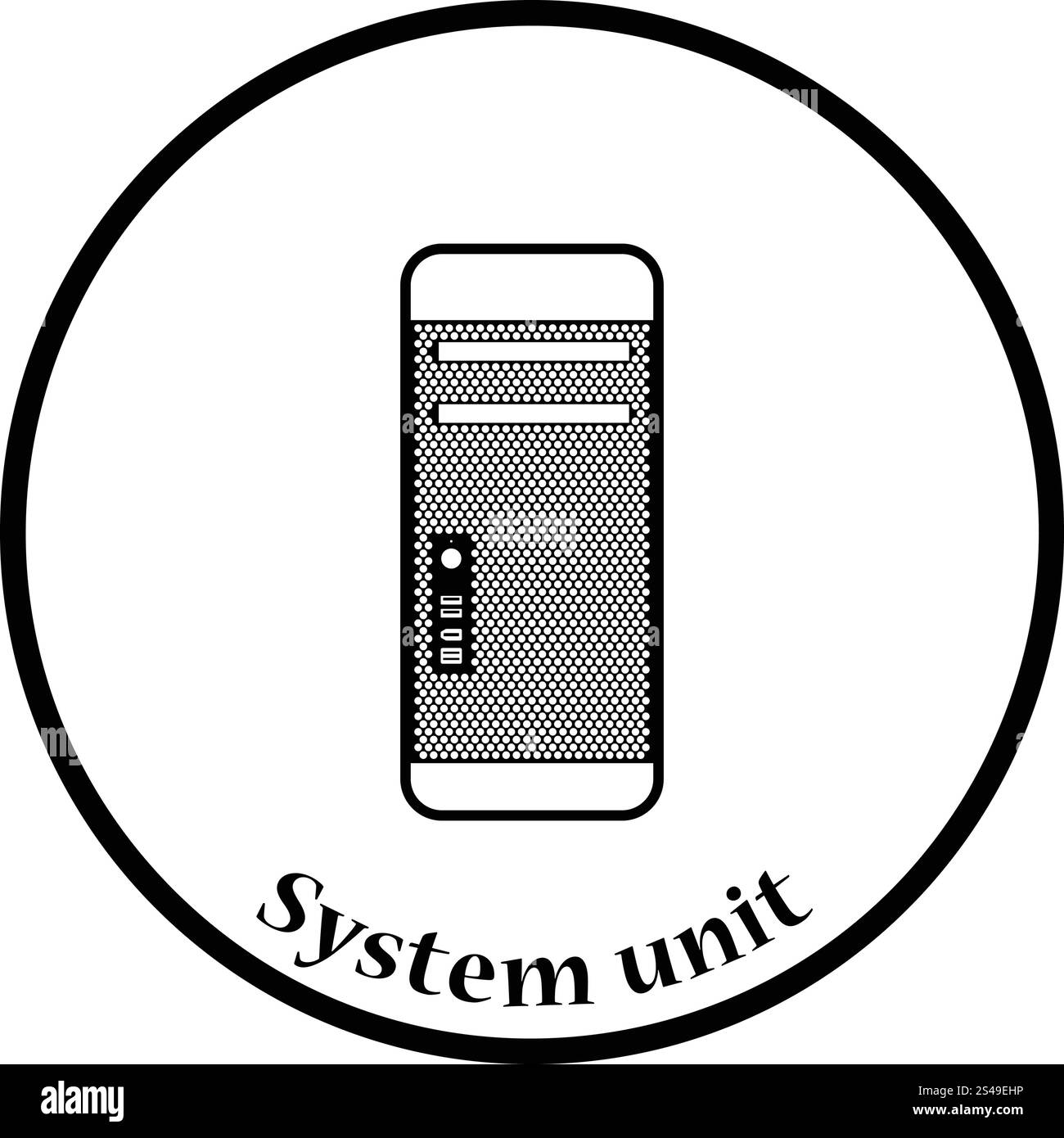 System unit icon. Flat color design. Vector illustration. Thin circle ...