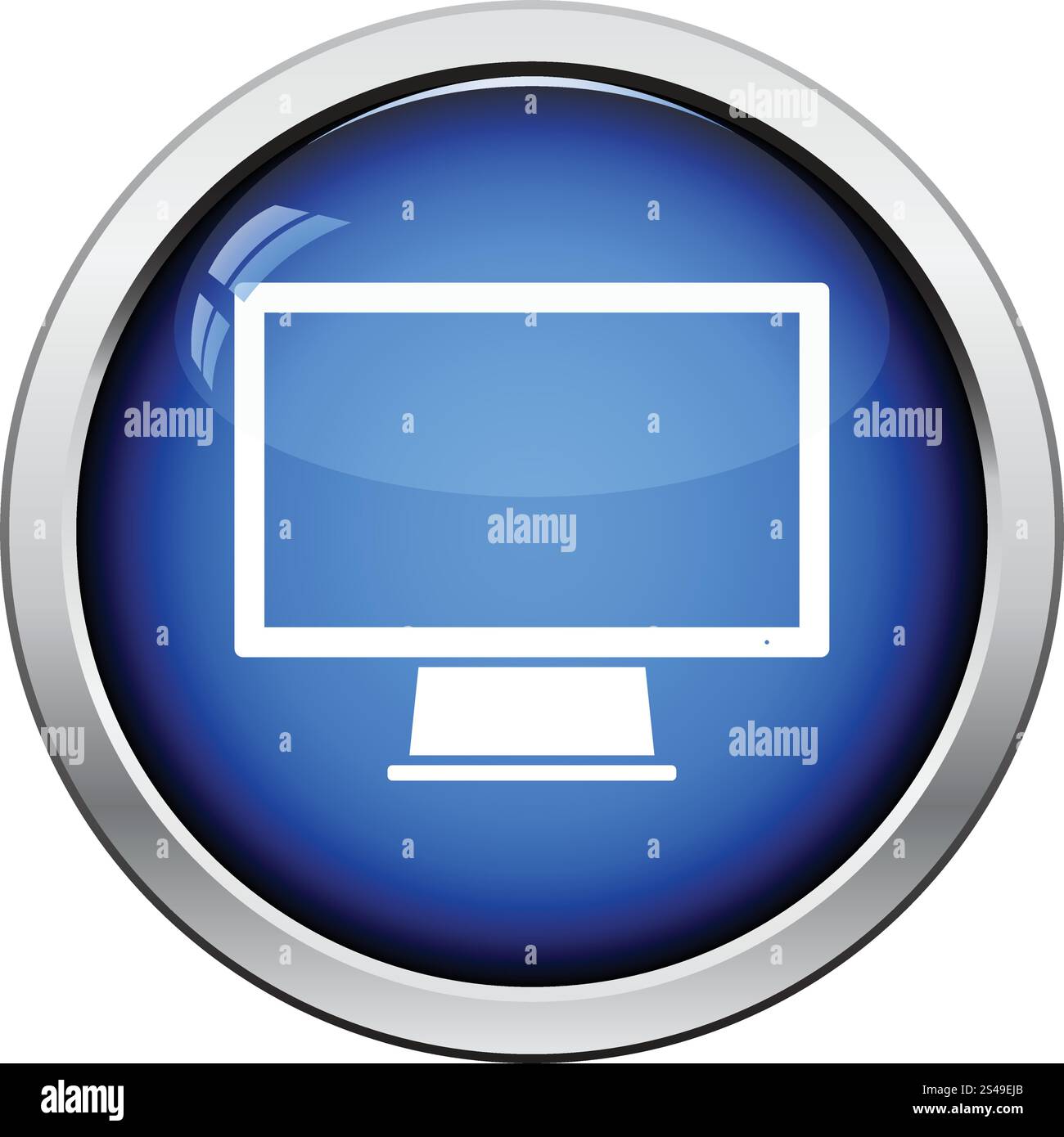 Monitor icon. Glossy button design. Vector illustration Stock Vector ...
