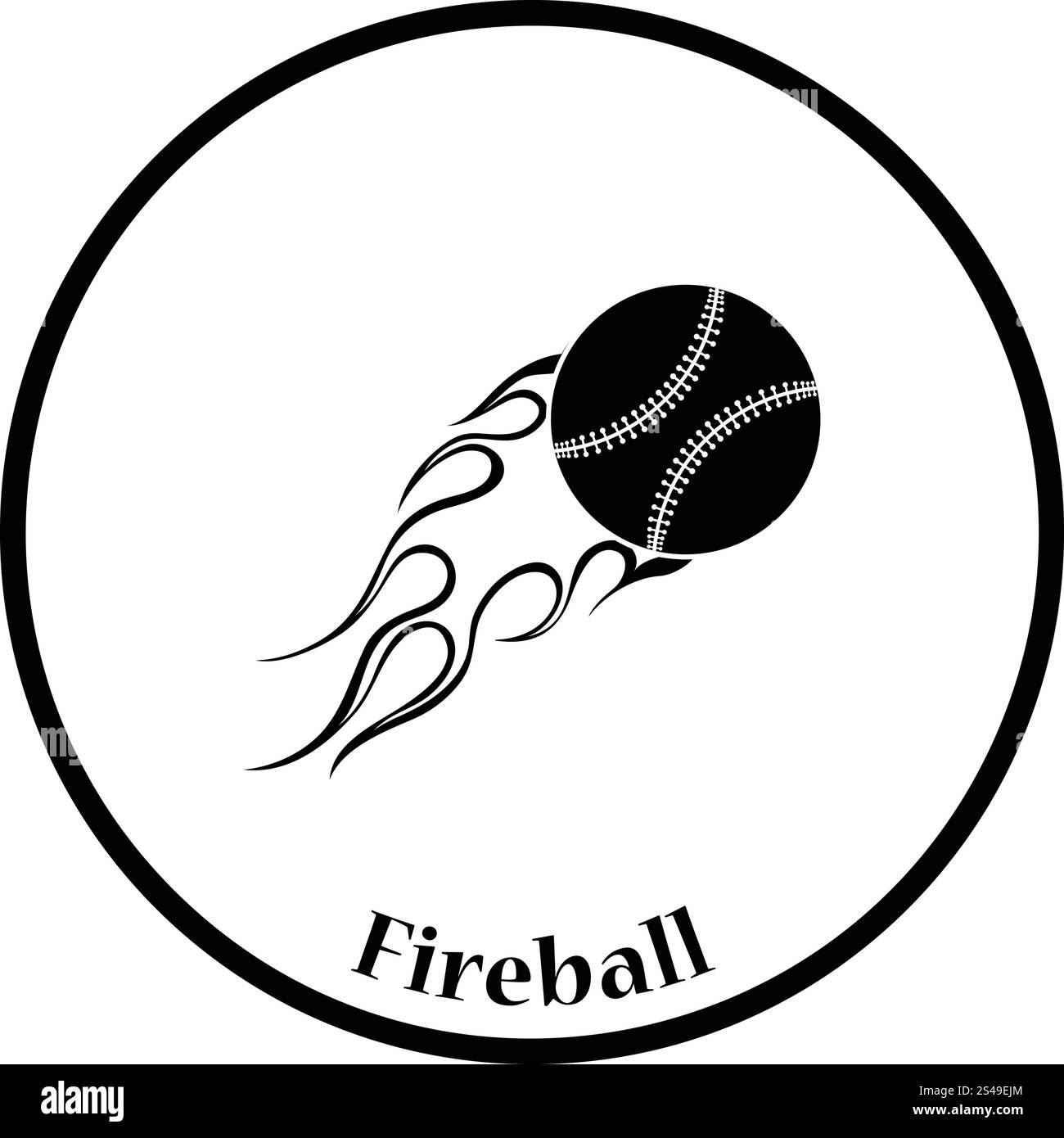 Baseball fire ball icon. Thin circle design. Vector illustration Stock ...