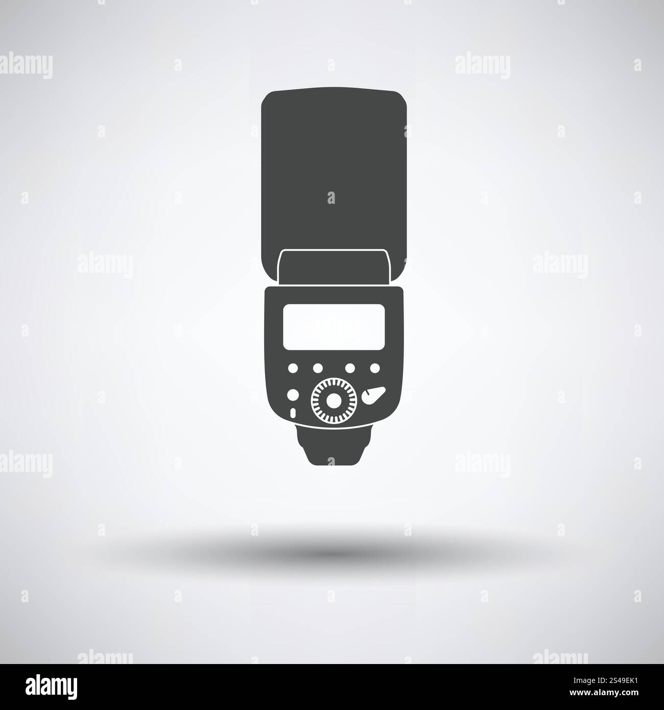 Icon of portable photo flash on gray background, round shadow. Vector ...
