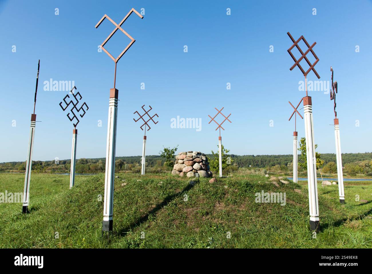 The recreated historic pagan altar by Neman River in small Zapyskis ...