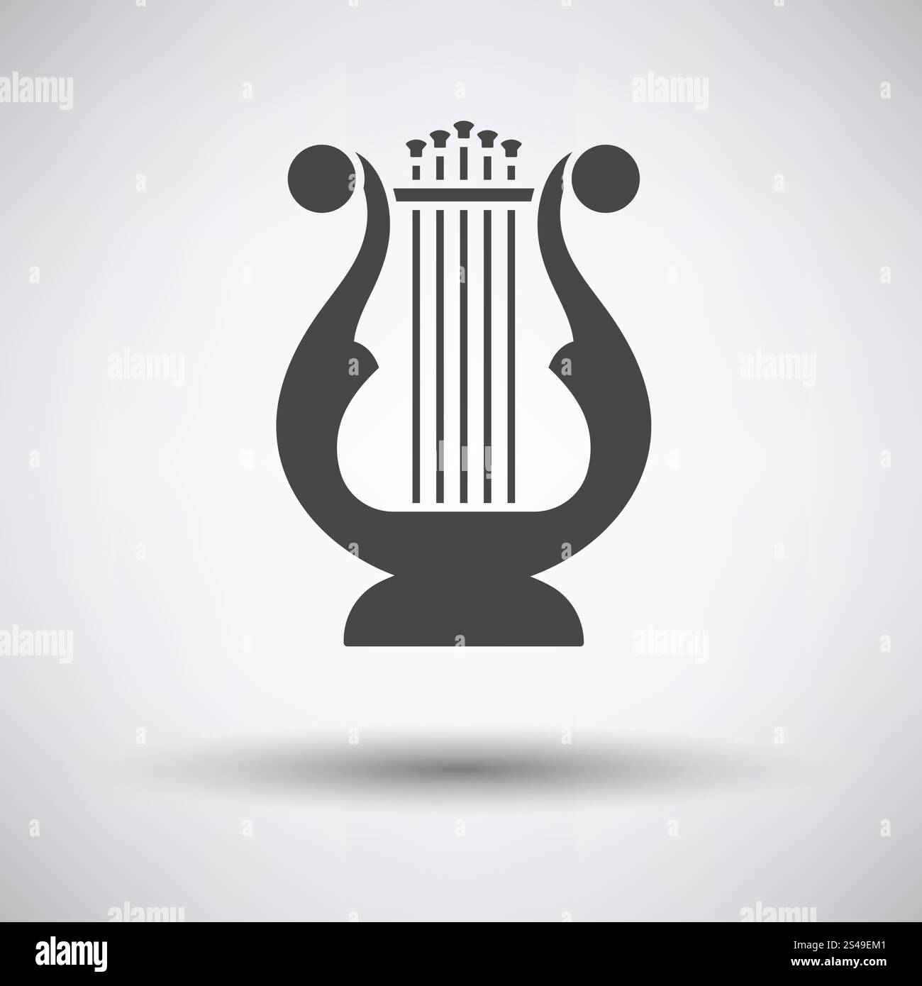 Lyre icon on gray background, round shadow. Vector illustration Stock ...
