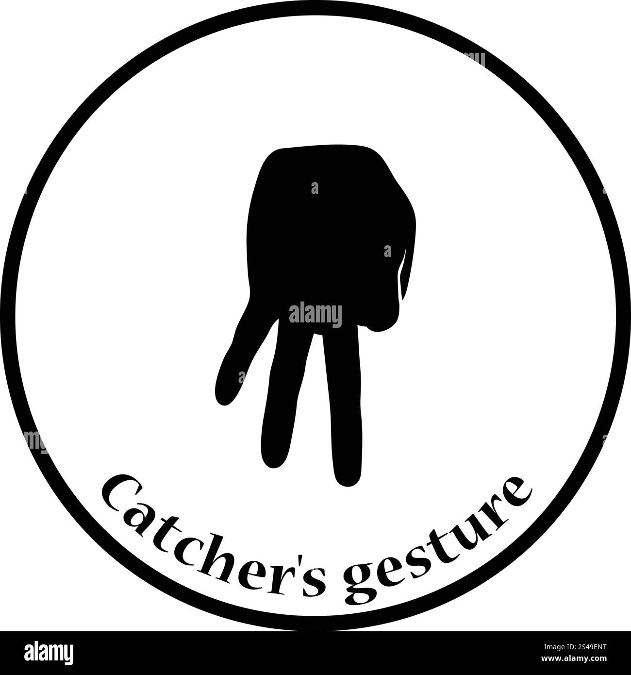 Baseball catcher gesture icon. Thin circle design. Vector illustration ...