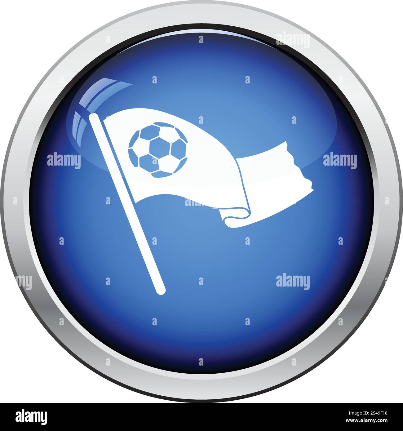 Football fans waving flag with soccer ball icon. Glossy button design ...