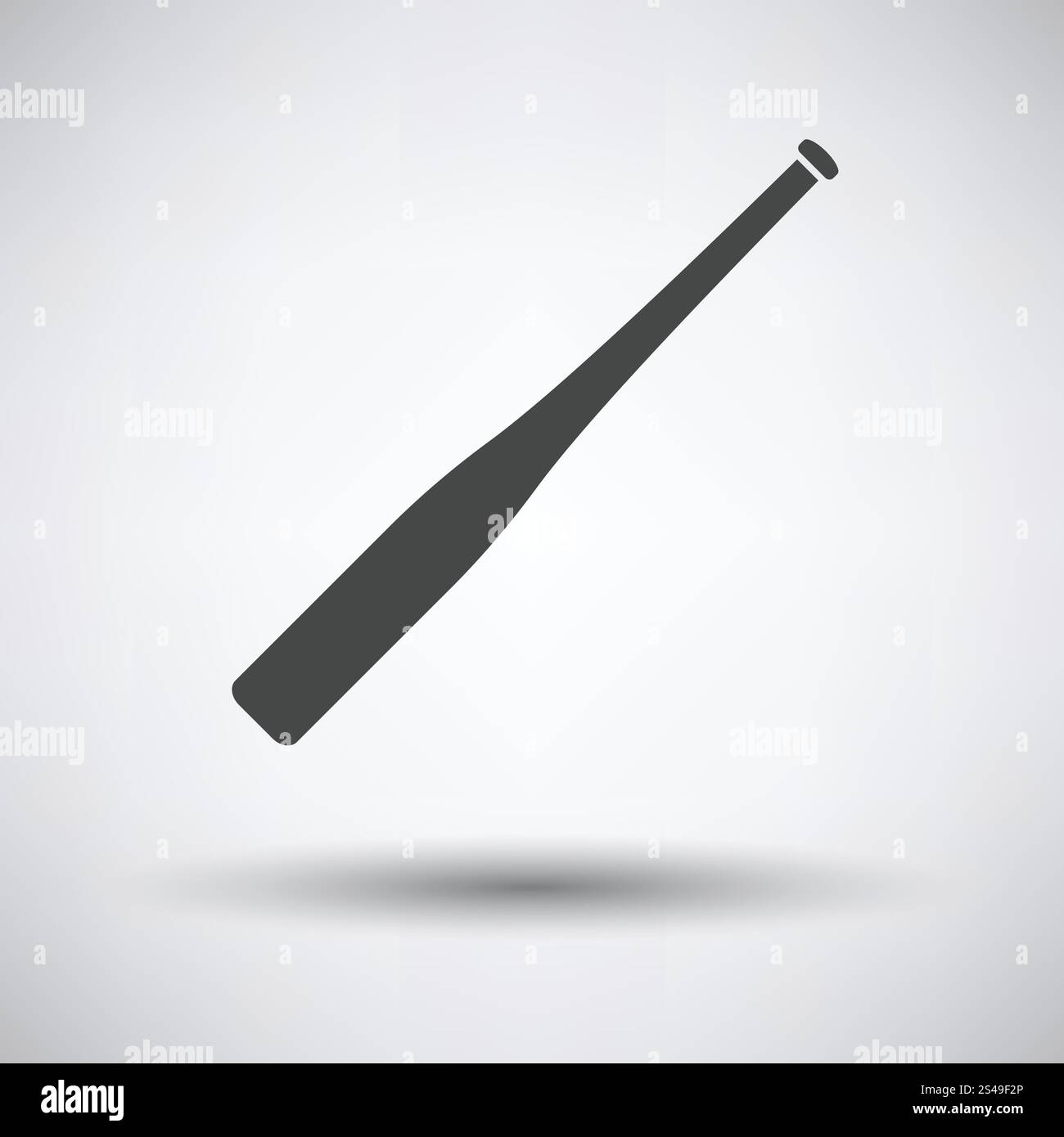 Baseball bat icon on gray background, round shadow. Vector illustration ...