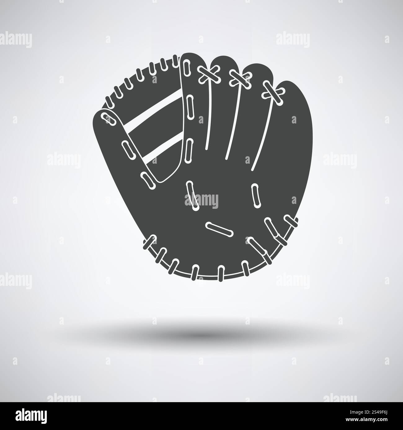 Baseball glove icon on gray background, round shadow. Vector ...
