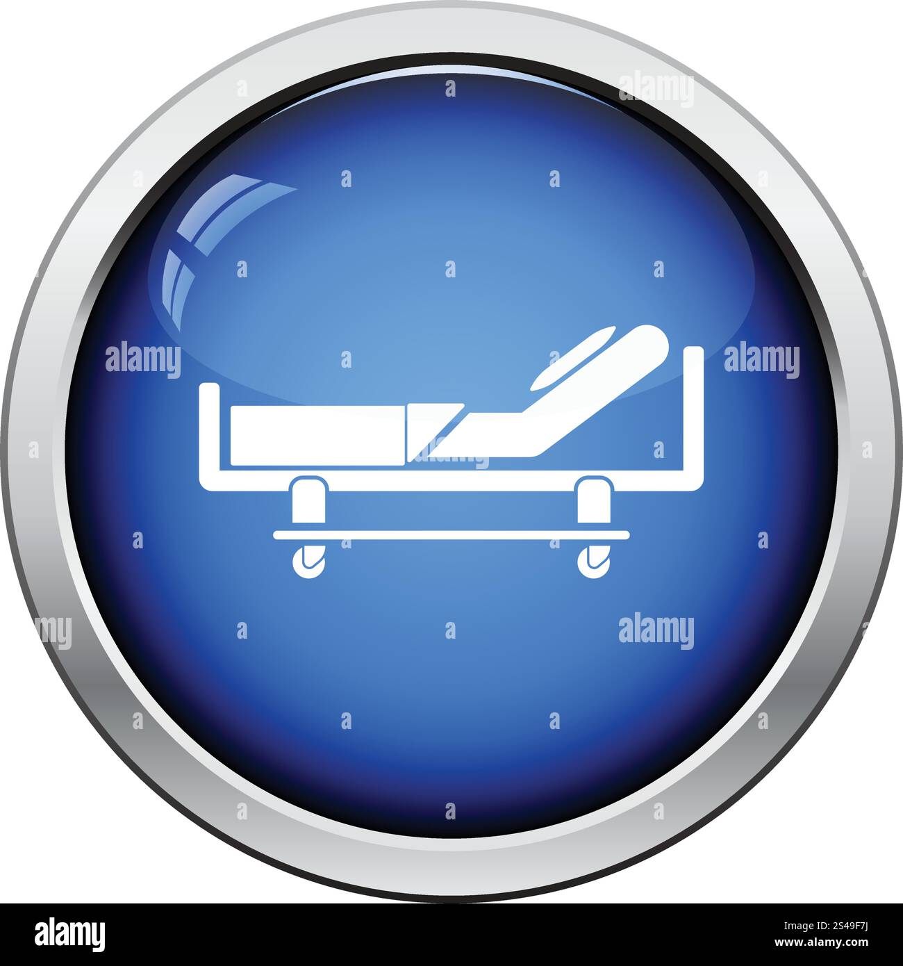 Hospital bed icon. Glossy button design. Vector illustration Stock ...