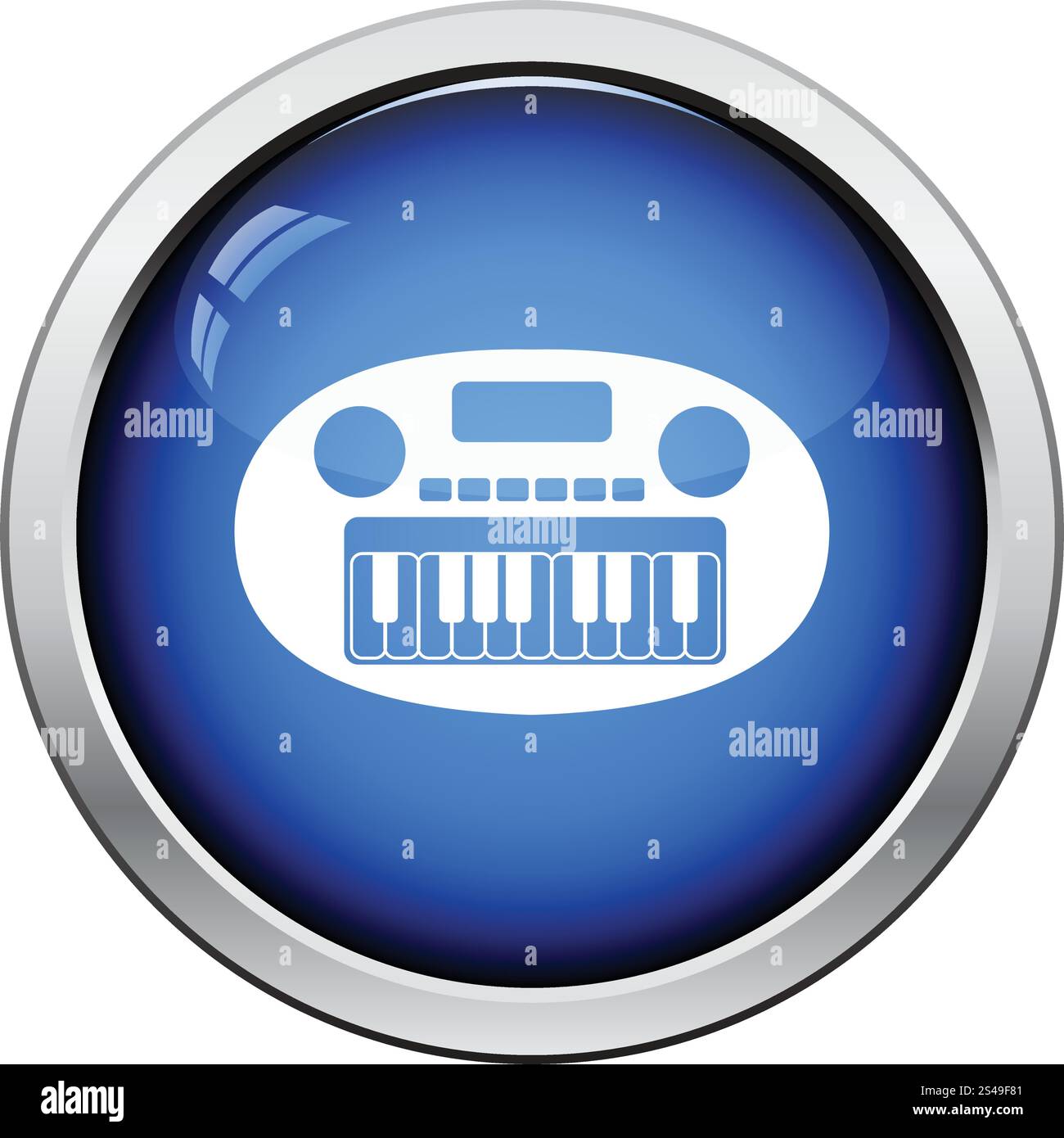 Synthesizer toy icon. Glossy button design. Vector illustration Stock ...