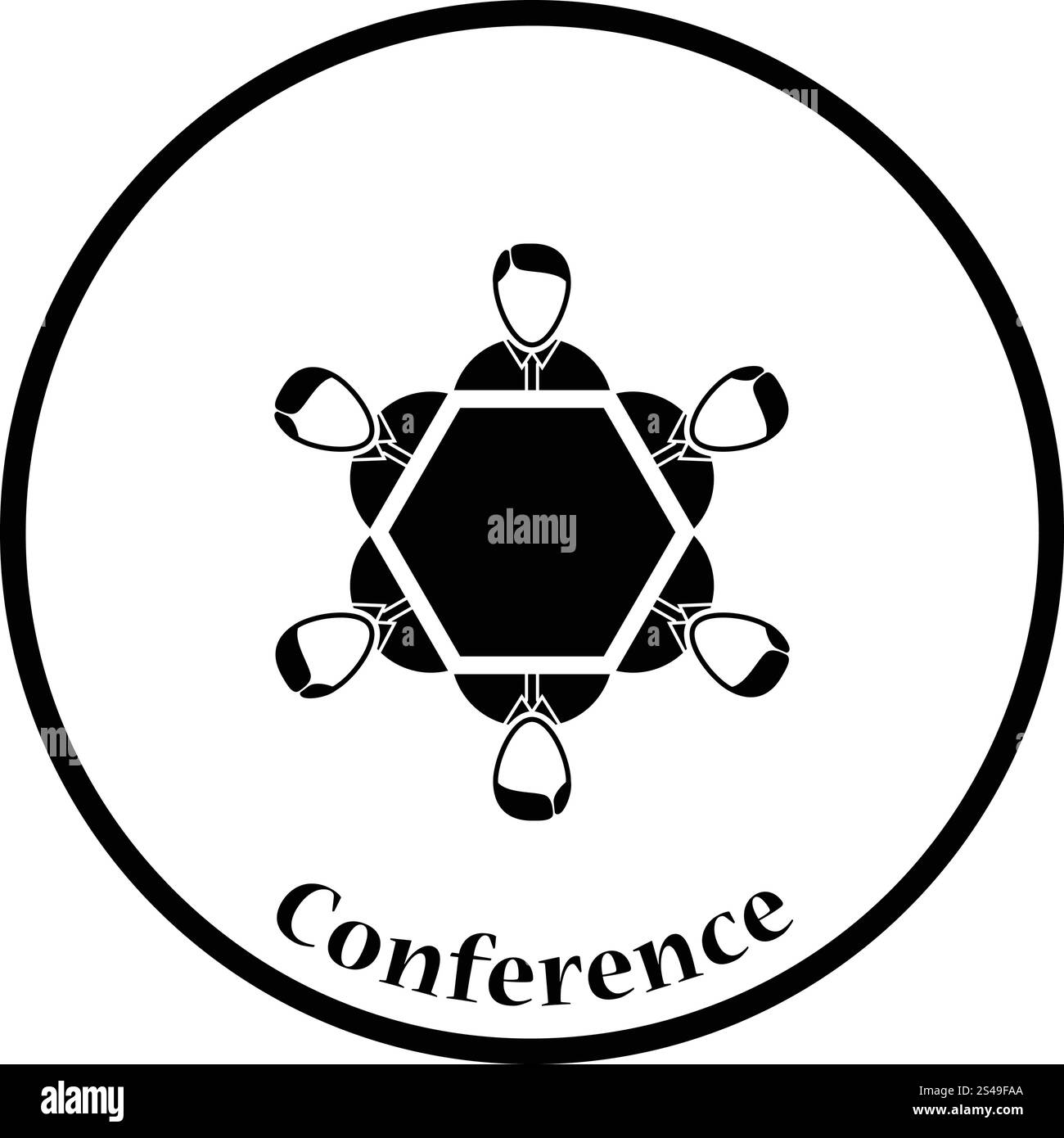 Conversation table icon. Thin circle design. Vector illustration Stock ...