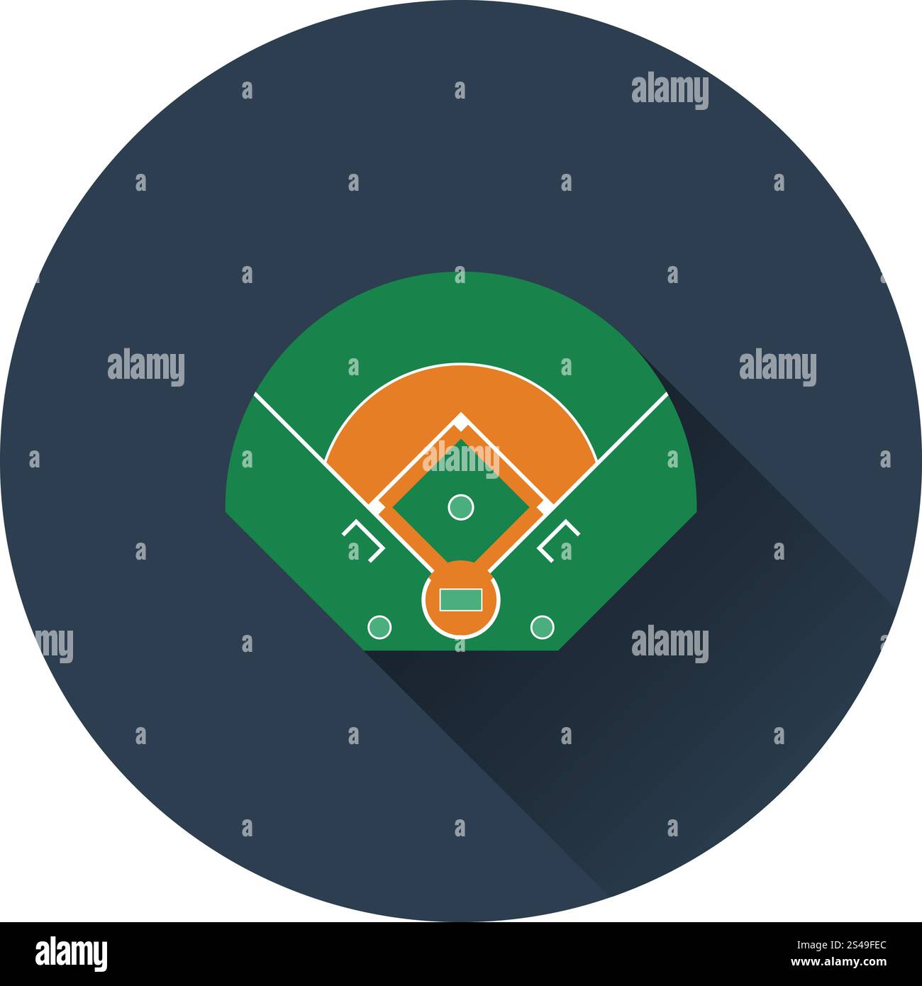 Baseball field aerial view icon. Flat color design. Vector illustration ...