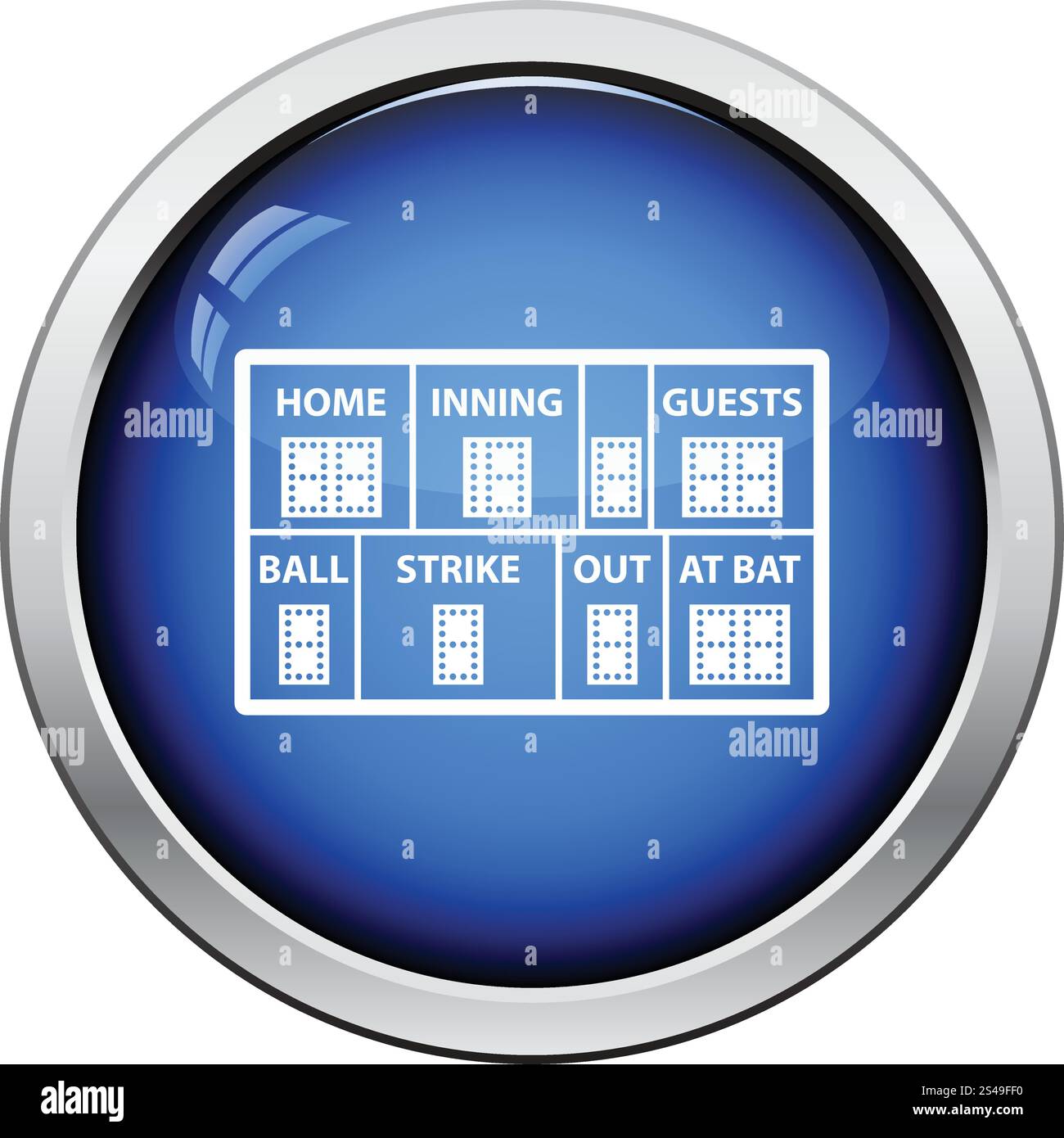 Baseball scoreboard icon. Glossy button design. Vector illustration ...