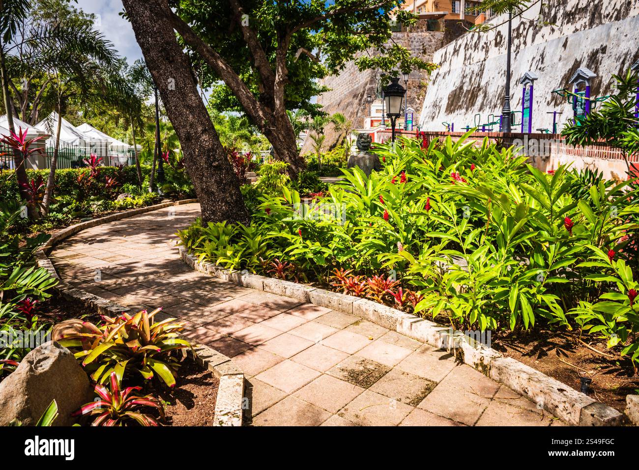 San Juan, Puerto Rico - February 25, 2018: Tropical walkway in Jardin ...